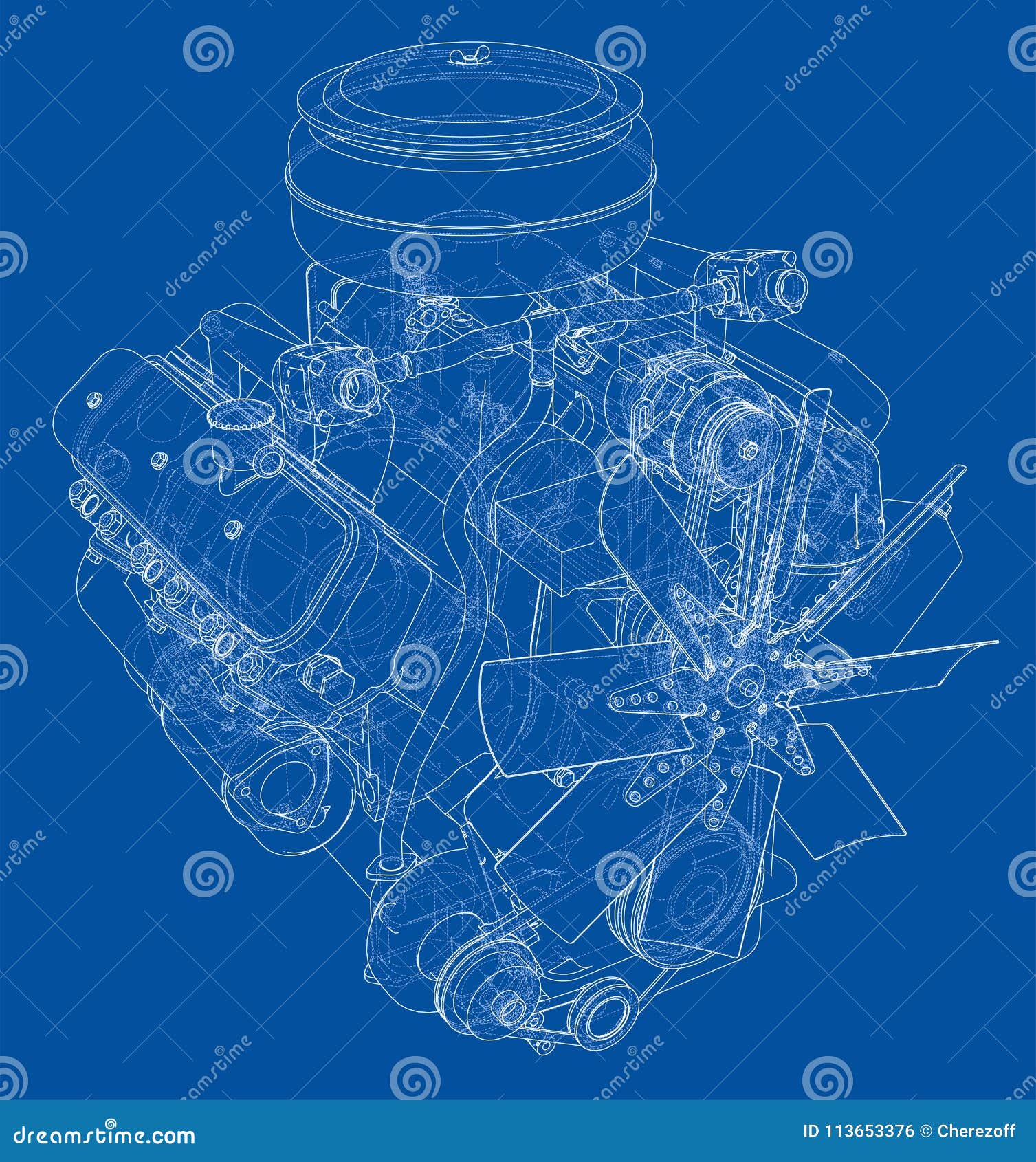 Engine Sketch. 3d Illustration Stock Illustration - Illustration of ...