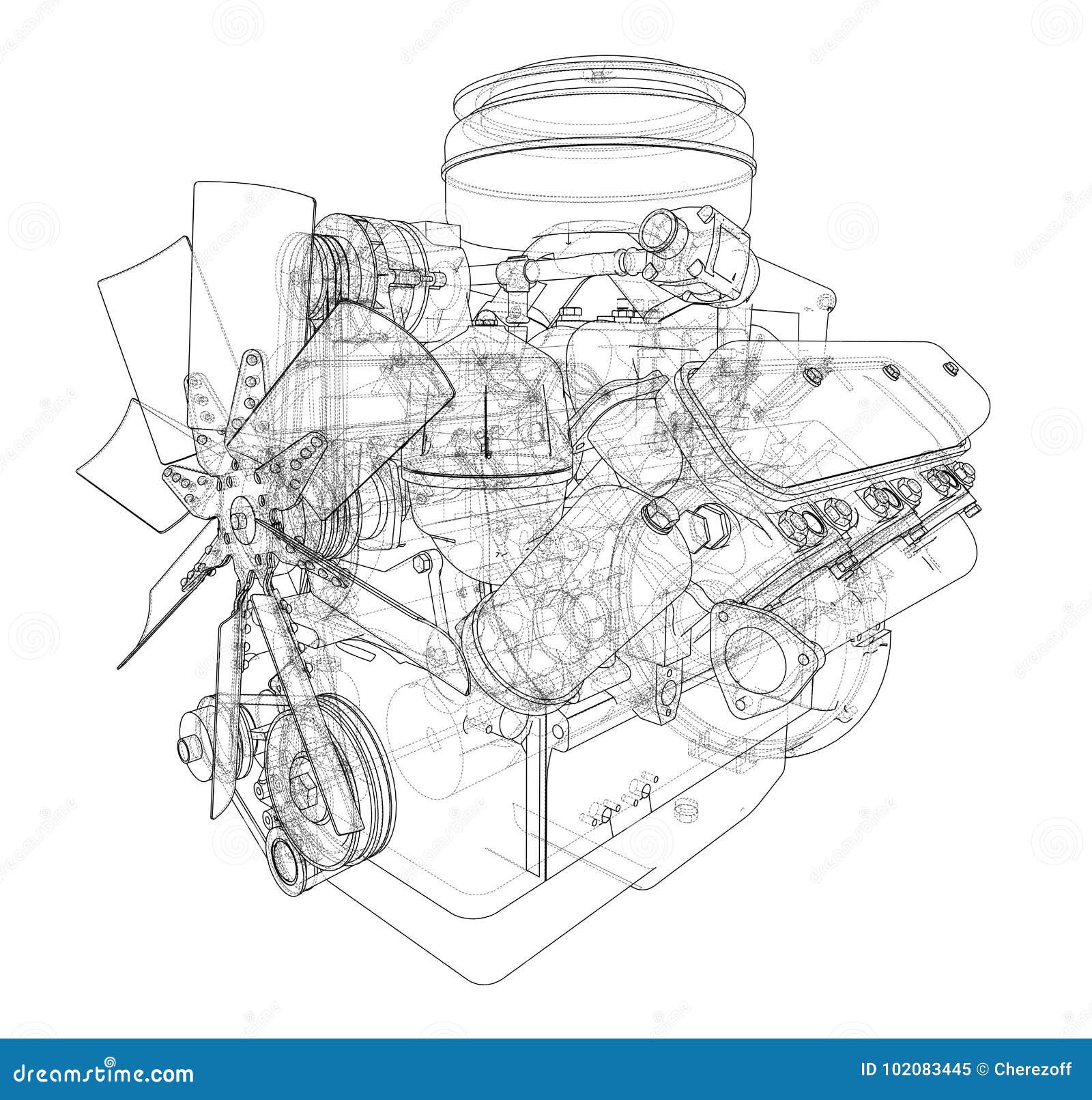 Engine sketch. Vector stock vector. Illustration of plan - 102083445