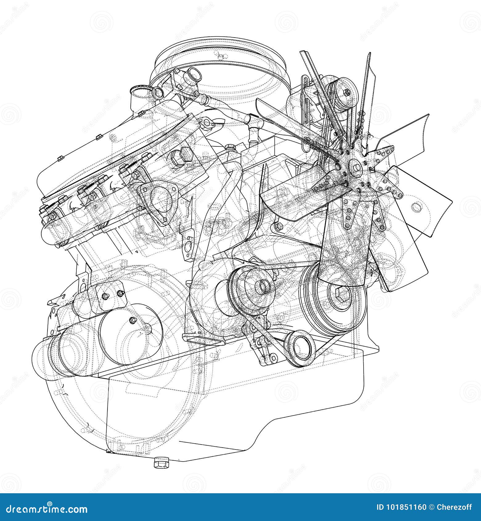 Engine sketch. Vector stock vector. Illustration of line - 101851160