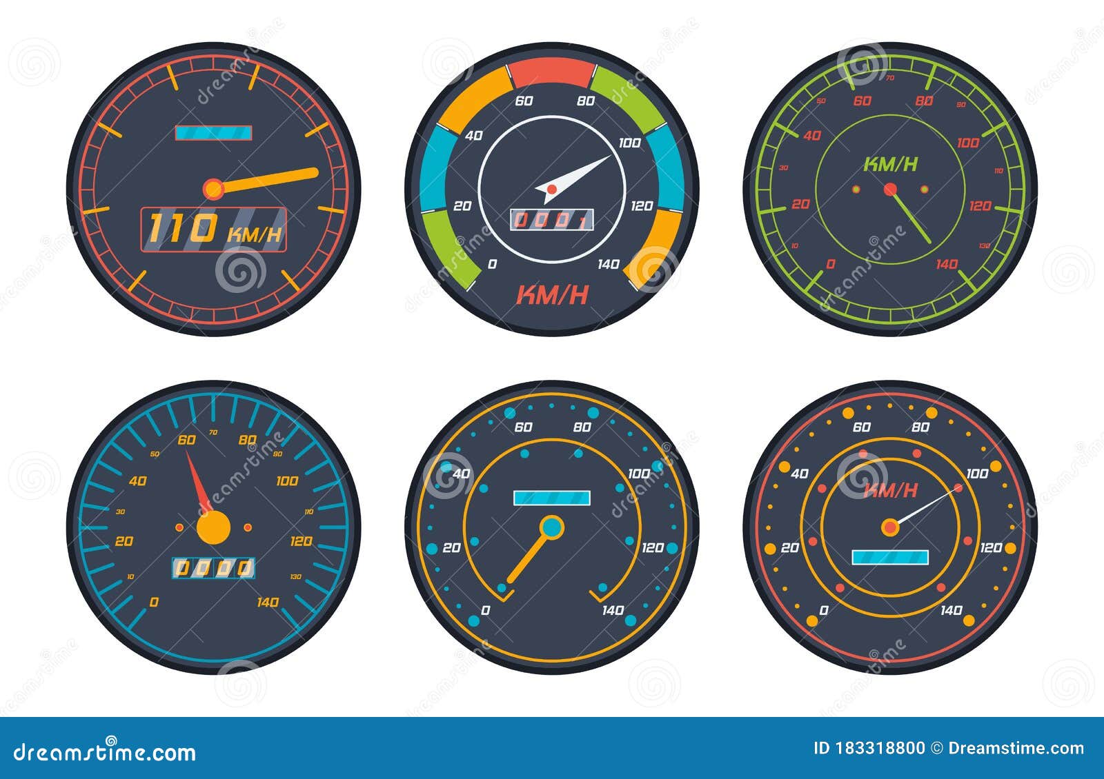 Engine speedometer icons. stock vector. Illustration of control - 183318800