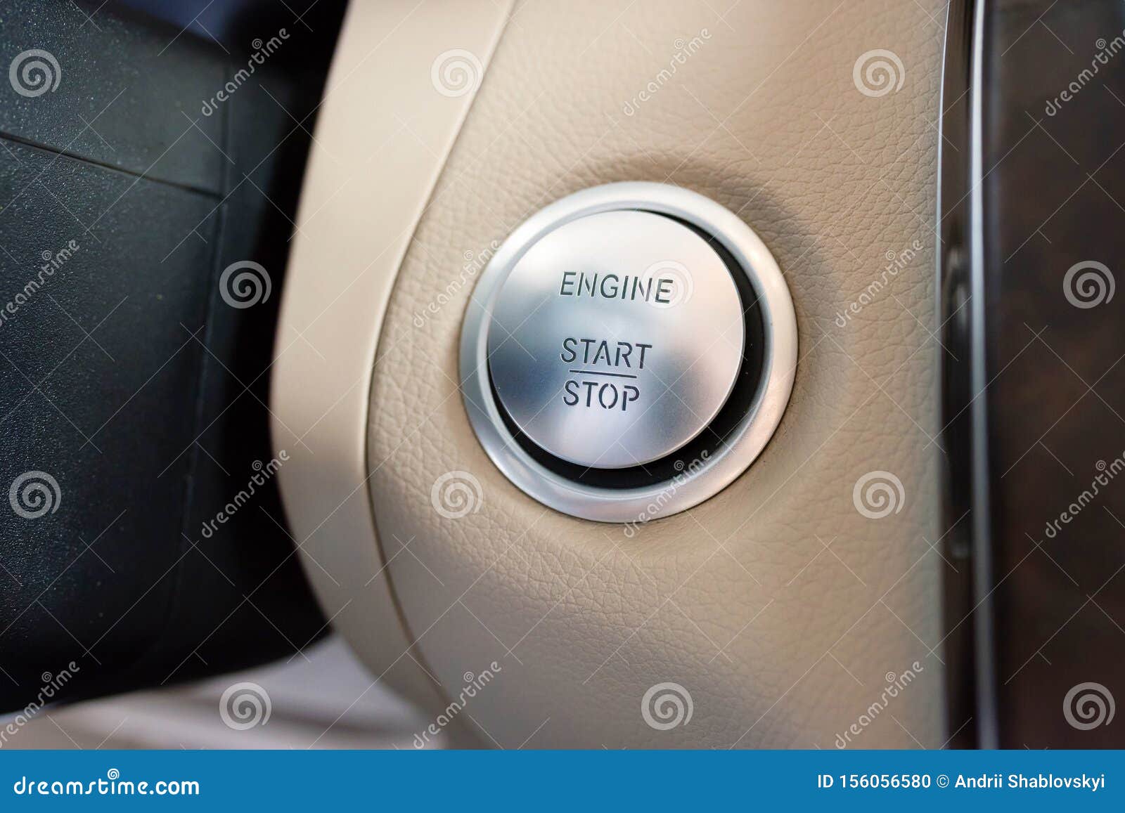 Car Engine Start Button. Details Close Up Stock Photo - Image of inside ...