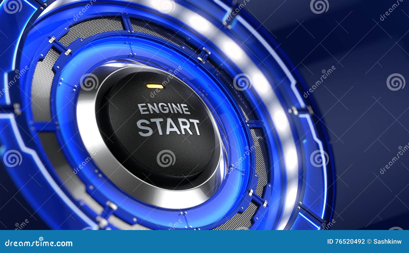 Engine Start Button with Blue Futuristic Stylish Elements Stock ...
