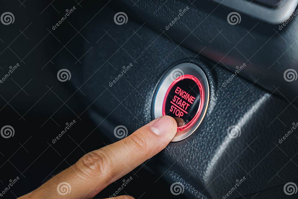 Engine Start Button on car stock image. Image of button - 96059923