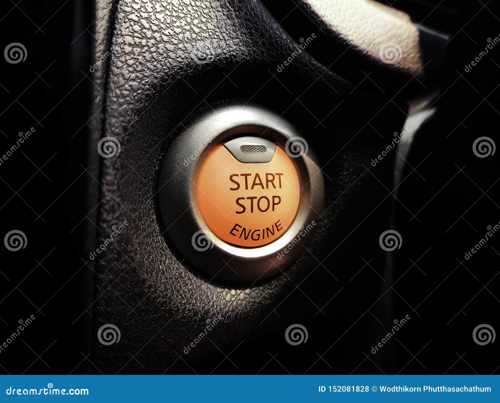 Engine Start Button of Car. Stock Photo - Image of start, control ...