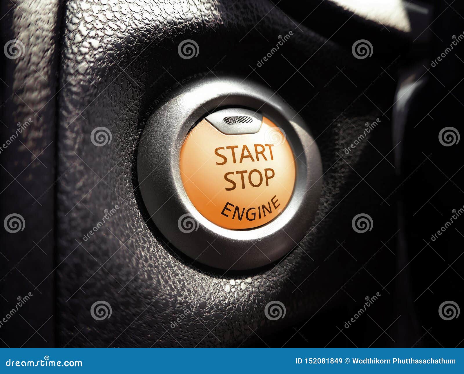 Engine Start Button of Car. Stock Image - Image of start, interior ...