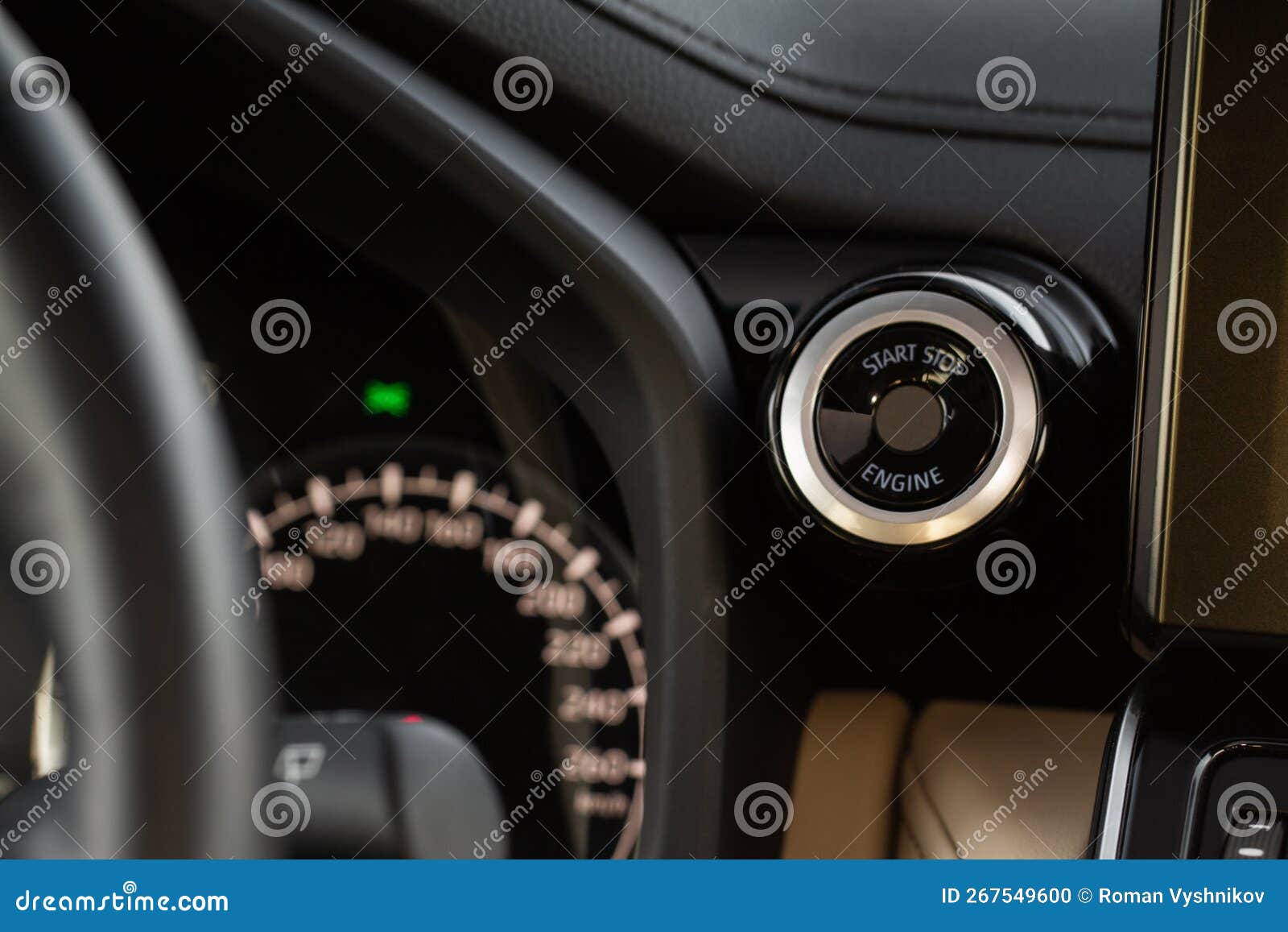 Engine Start Button with Close Up. Stock Photo - Image of modern, macro ...