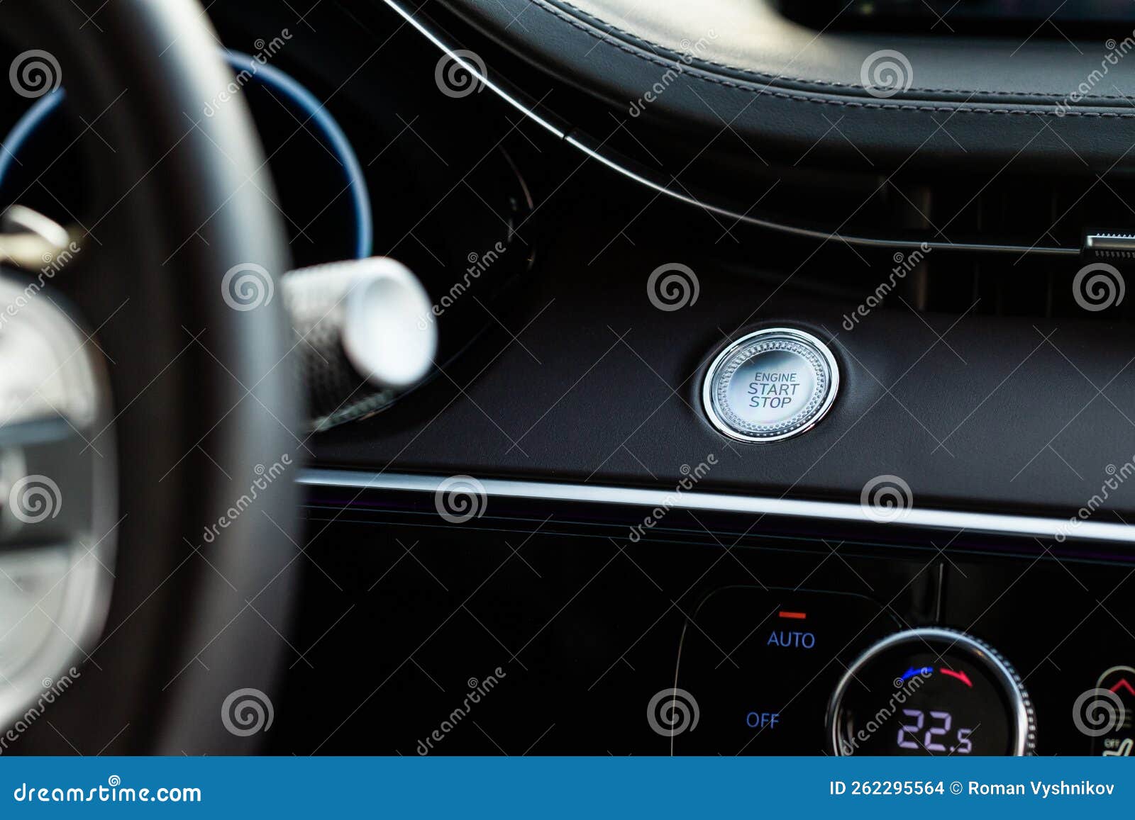 Engine Start Button. Close Up Engine Car Start Stop Button Stock Photo ...