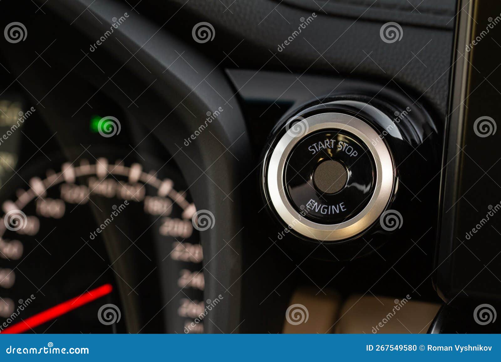 Engine start button. stock photo. Image of transportation - 267549580