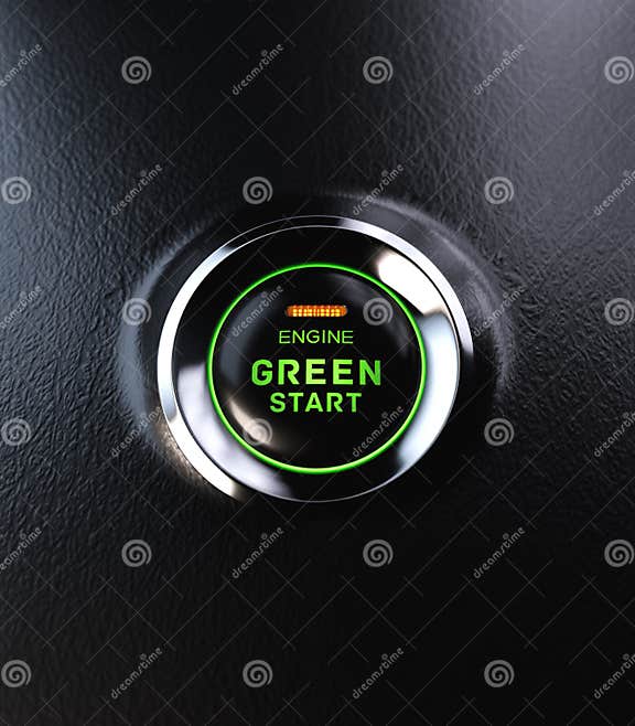 Engine Start Button Go Green Concept Stock Image - Image of render ...