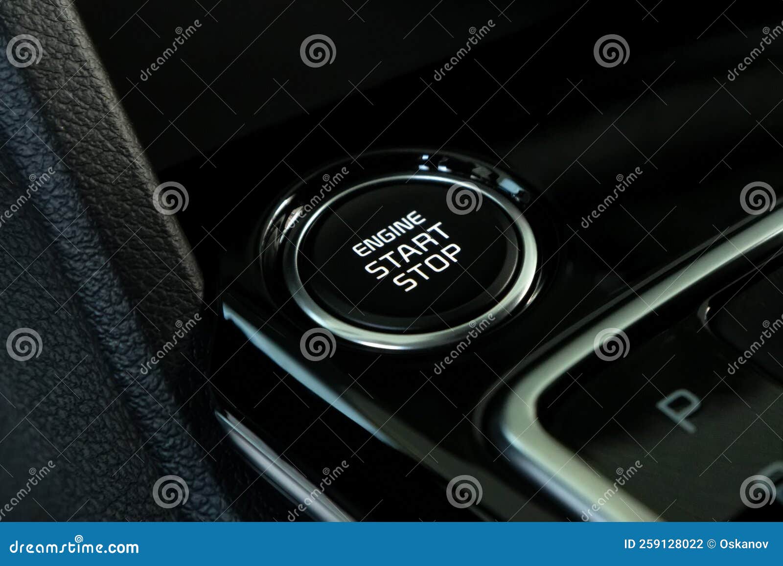 Engine Start Button in Modern Car Close Stock Photo - Image of interior ...