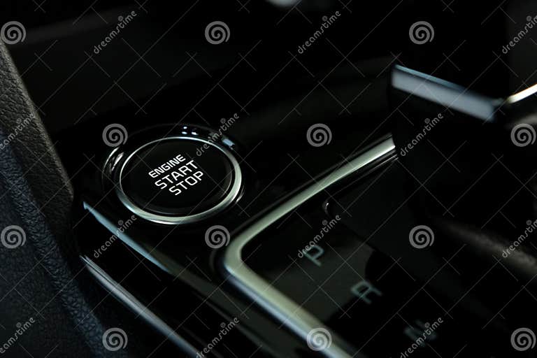 Engine Start Button in Modern Car Close Stock Photo - Image of electric ...