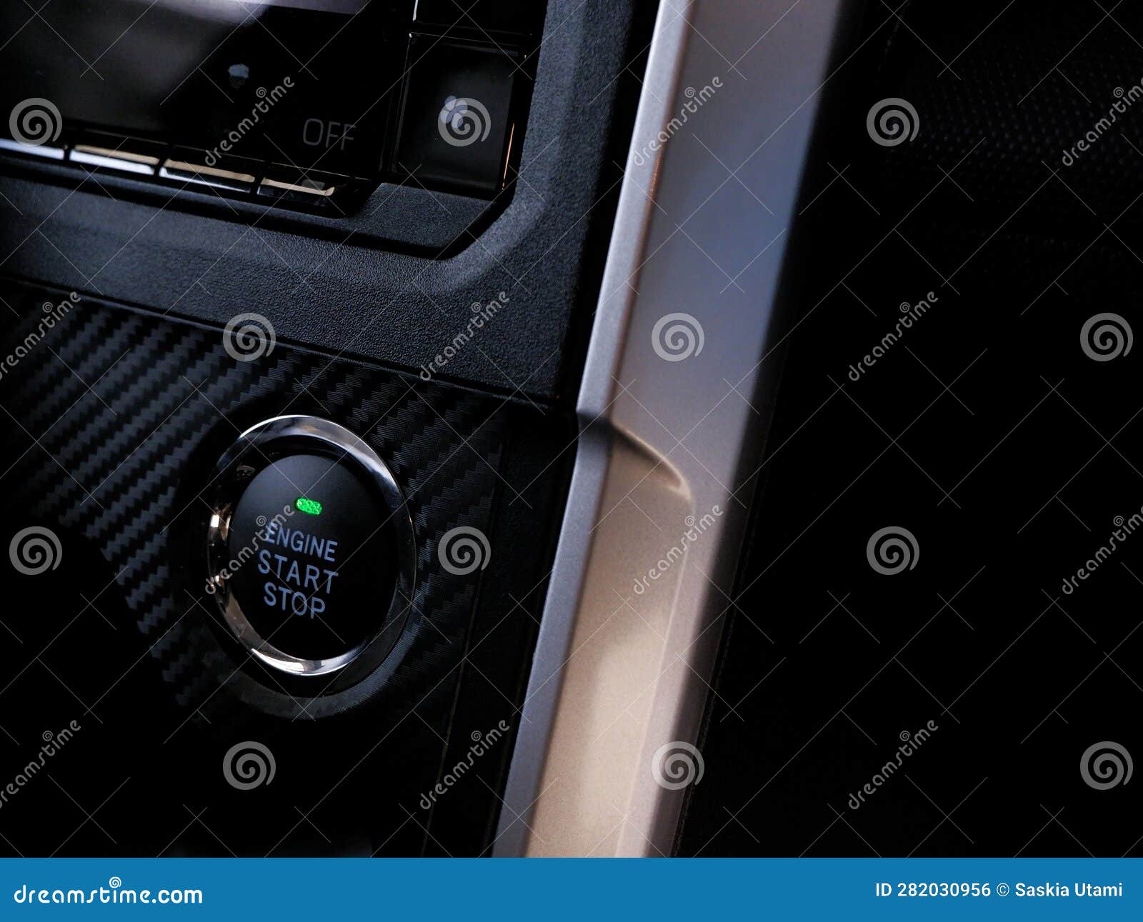 Engine Start Button, Modern Car Start and Stop Button Stock Photo ...