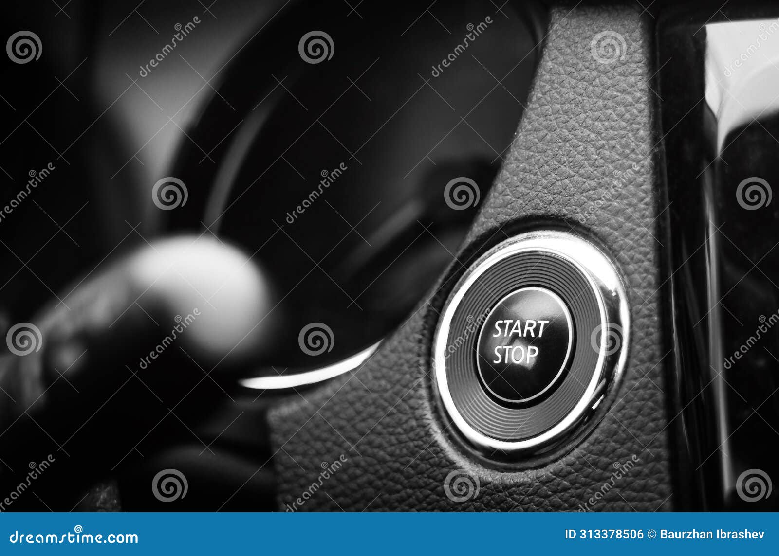 Engine Start and Stop Button on Dashboard. Keyless Smart Key on a ...