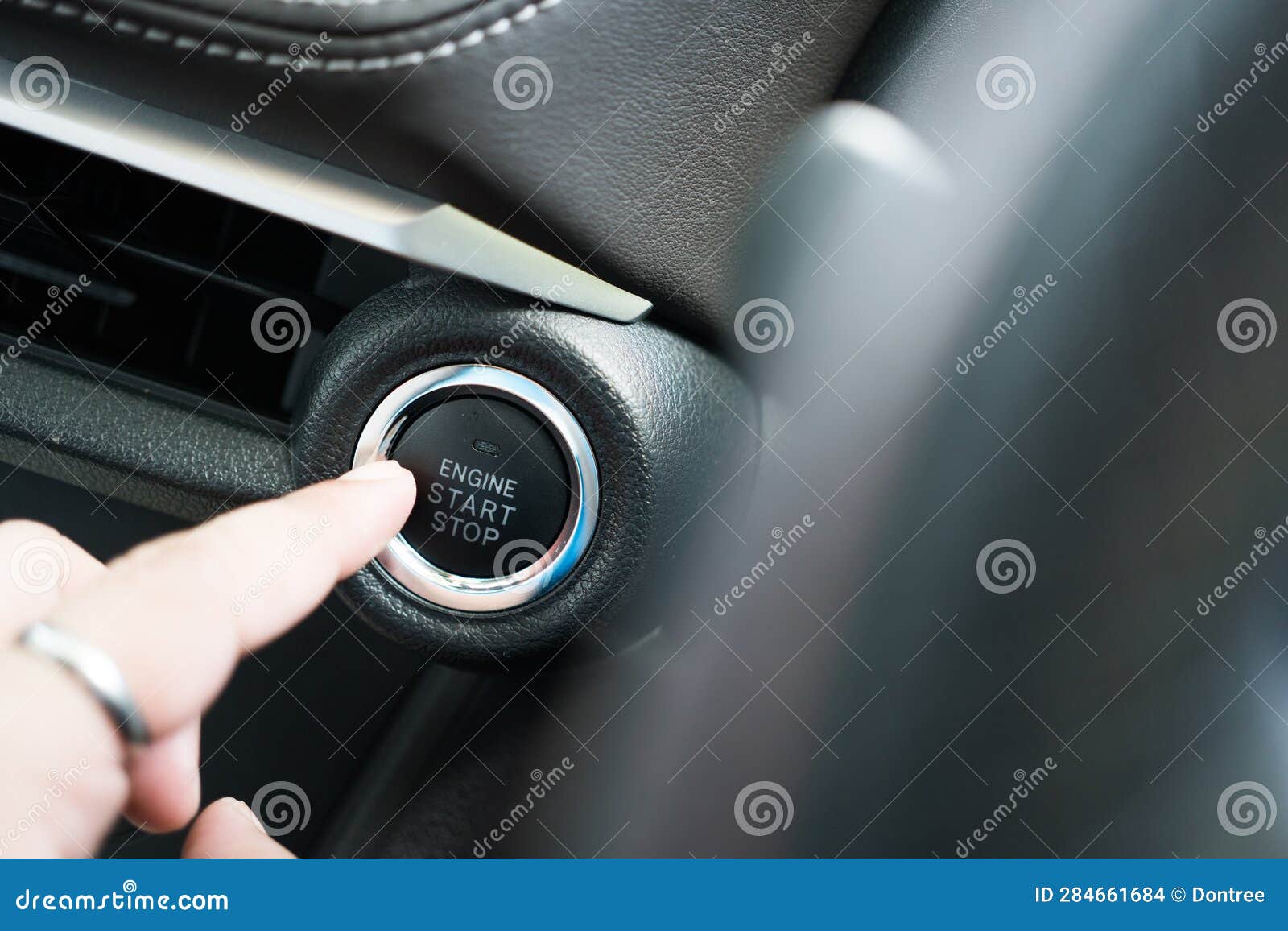 Engine Start Stop Button in Modern Car Stock Photo - Image of electric ...