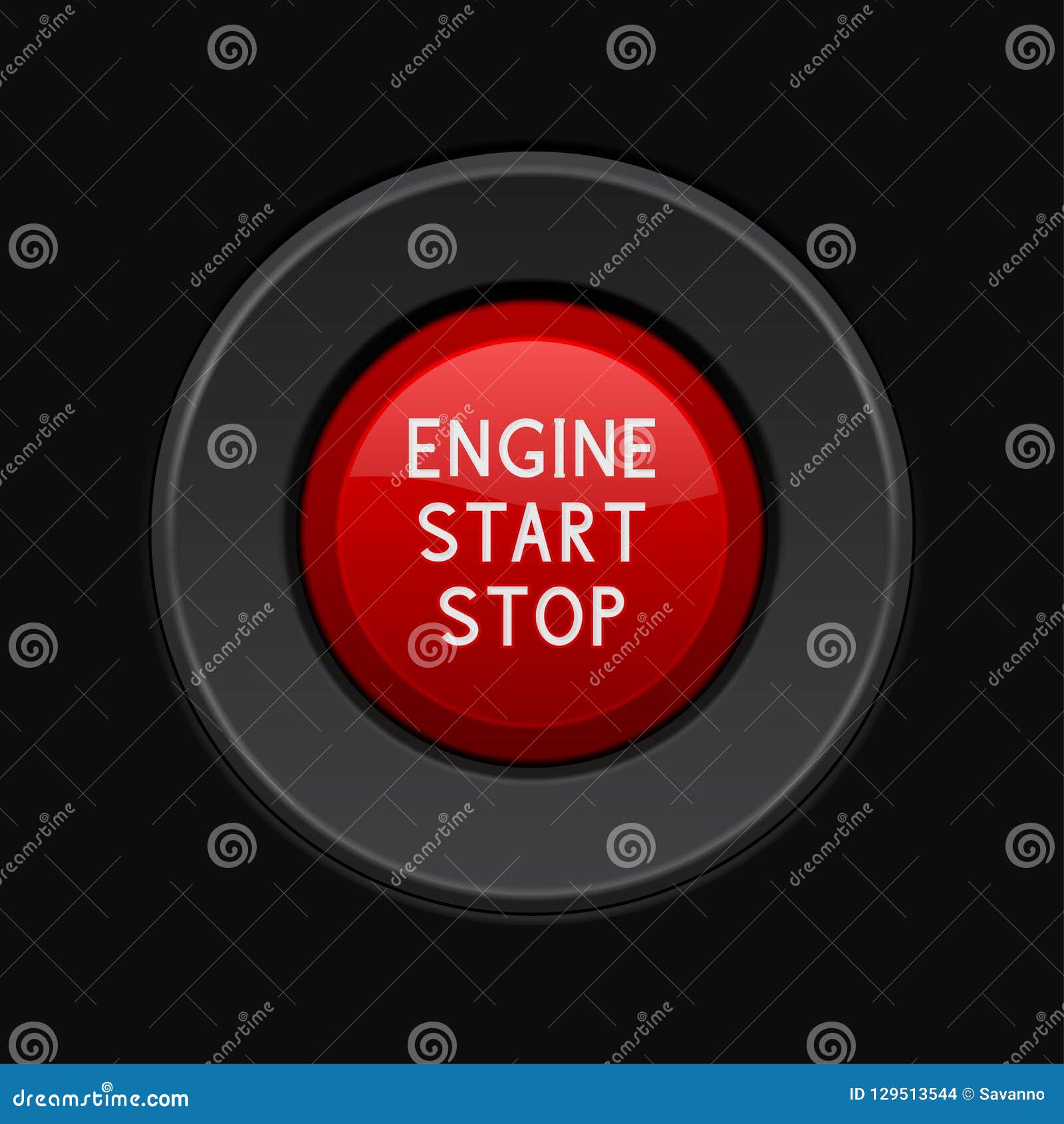 Engine Start Stop Button. Red Car Dashboard Element Stock Vector ...