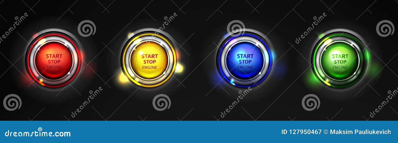 Engine Start Stop Buttons Realistic Vector Set Stock Vector ... Engine Start Stop Buttons Realistic Vector Set Stock Vector ...