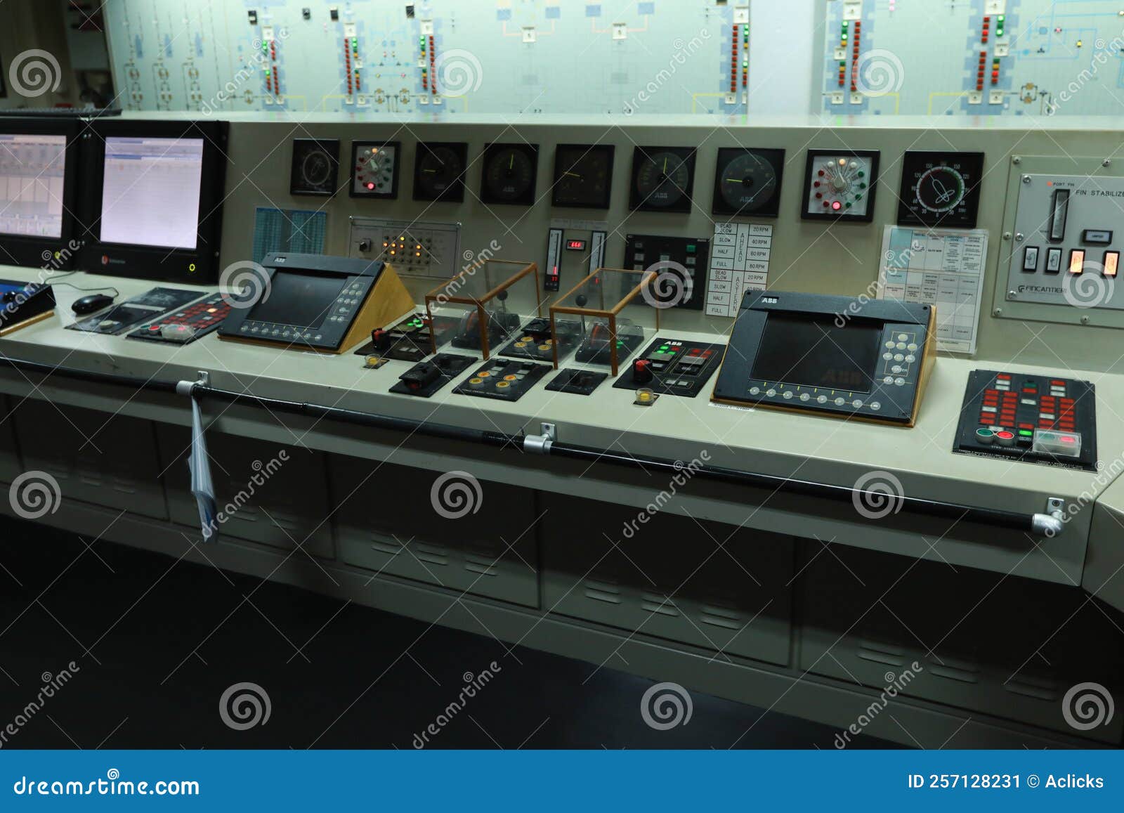 Engine Surveillance Monitors In Engine Room Of Ship Royalty-Free Stock ...