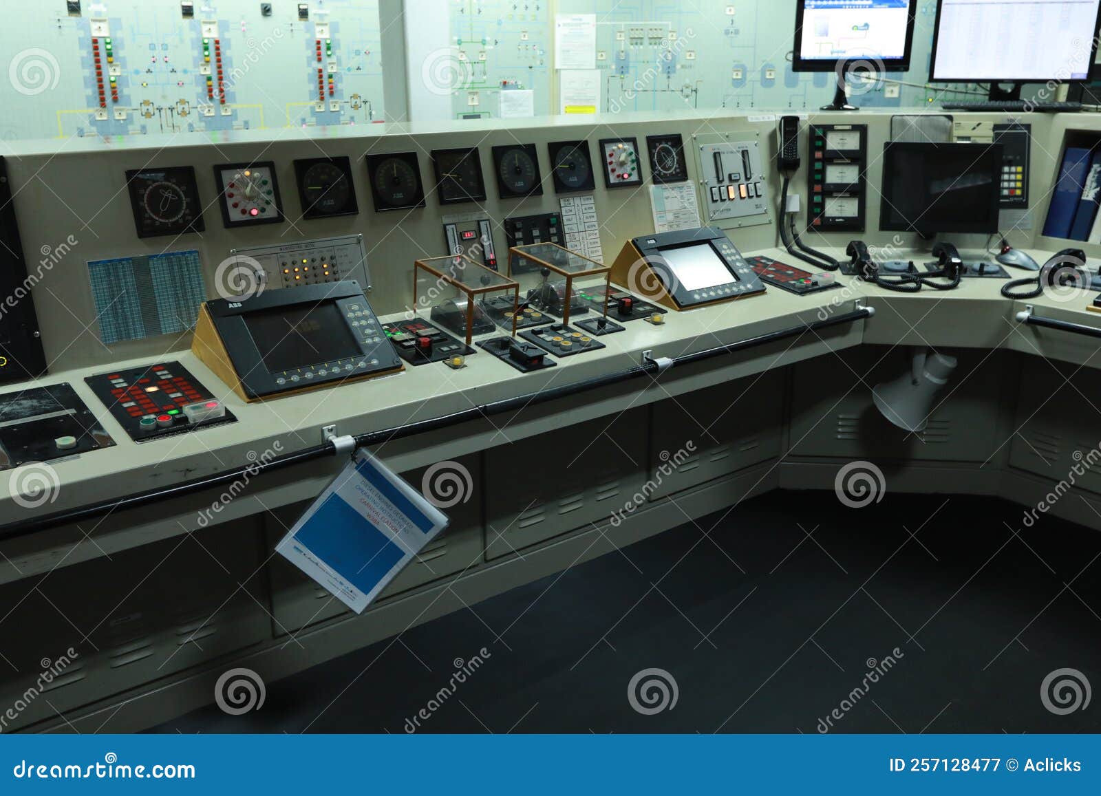 Engine Surveillance Monitors in Engine Room of Ship Stock Image - Image ...