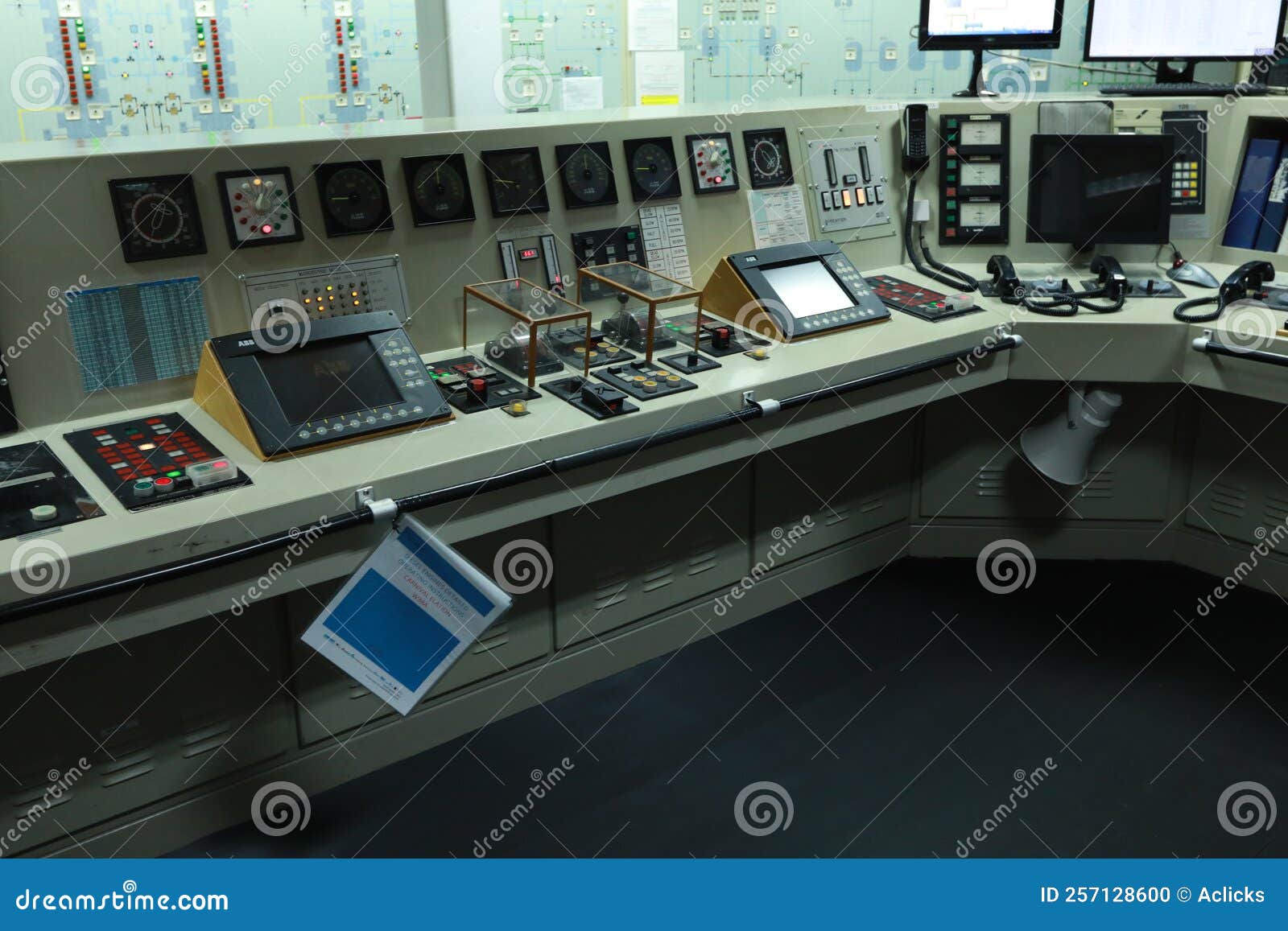 Engine Surveillance Monitors in Engine Room of Ship Stock Photo - Image ...