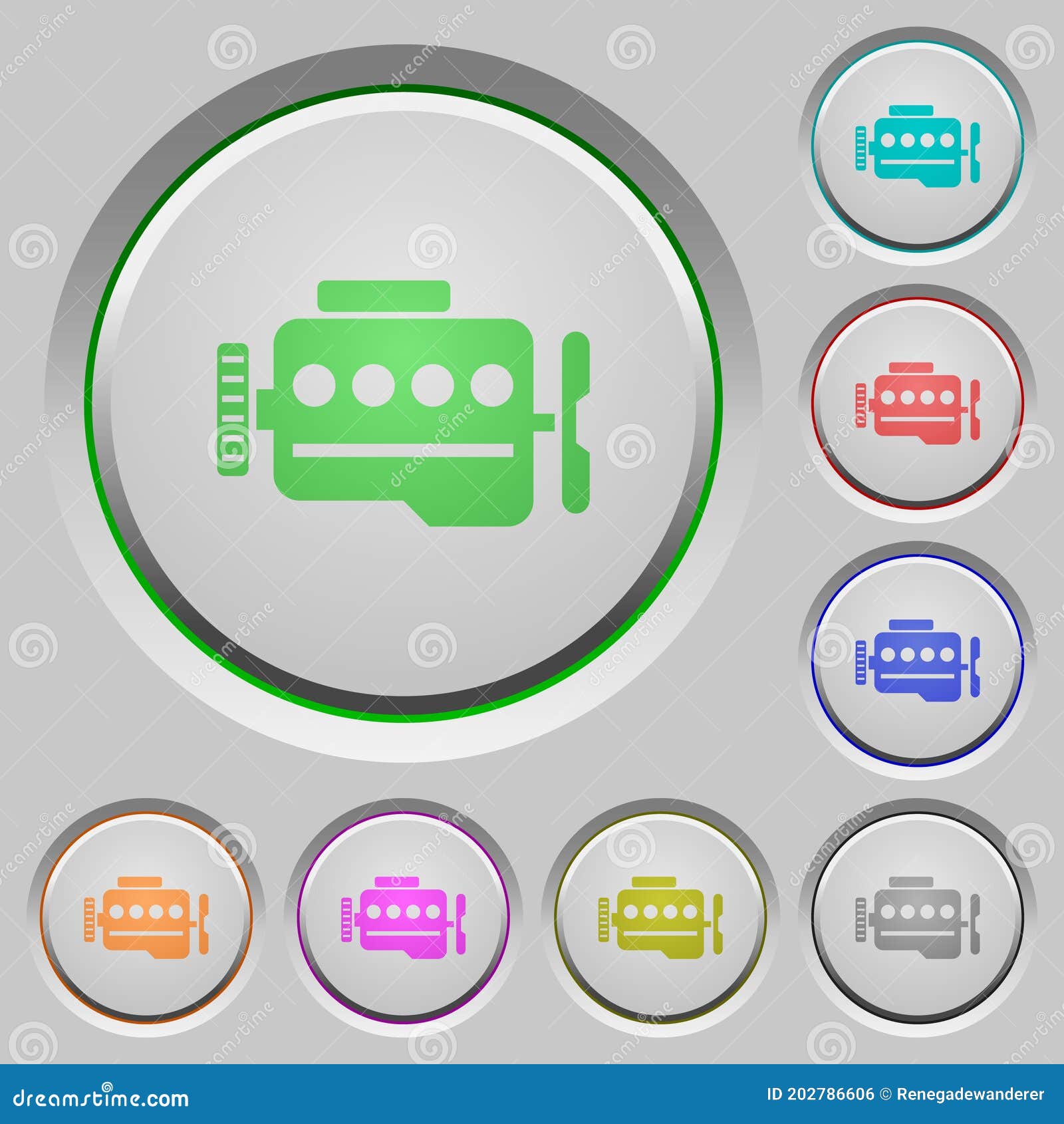 Engine symbol push buttons stock vector. Illustration of motor - 202786606