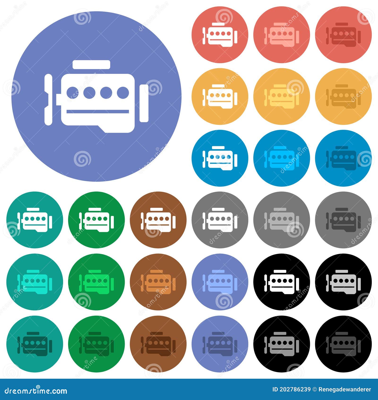 Engine Symbol Round Flat Multi Colored Icons Stock Vector ...