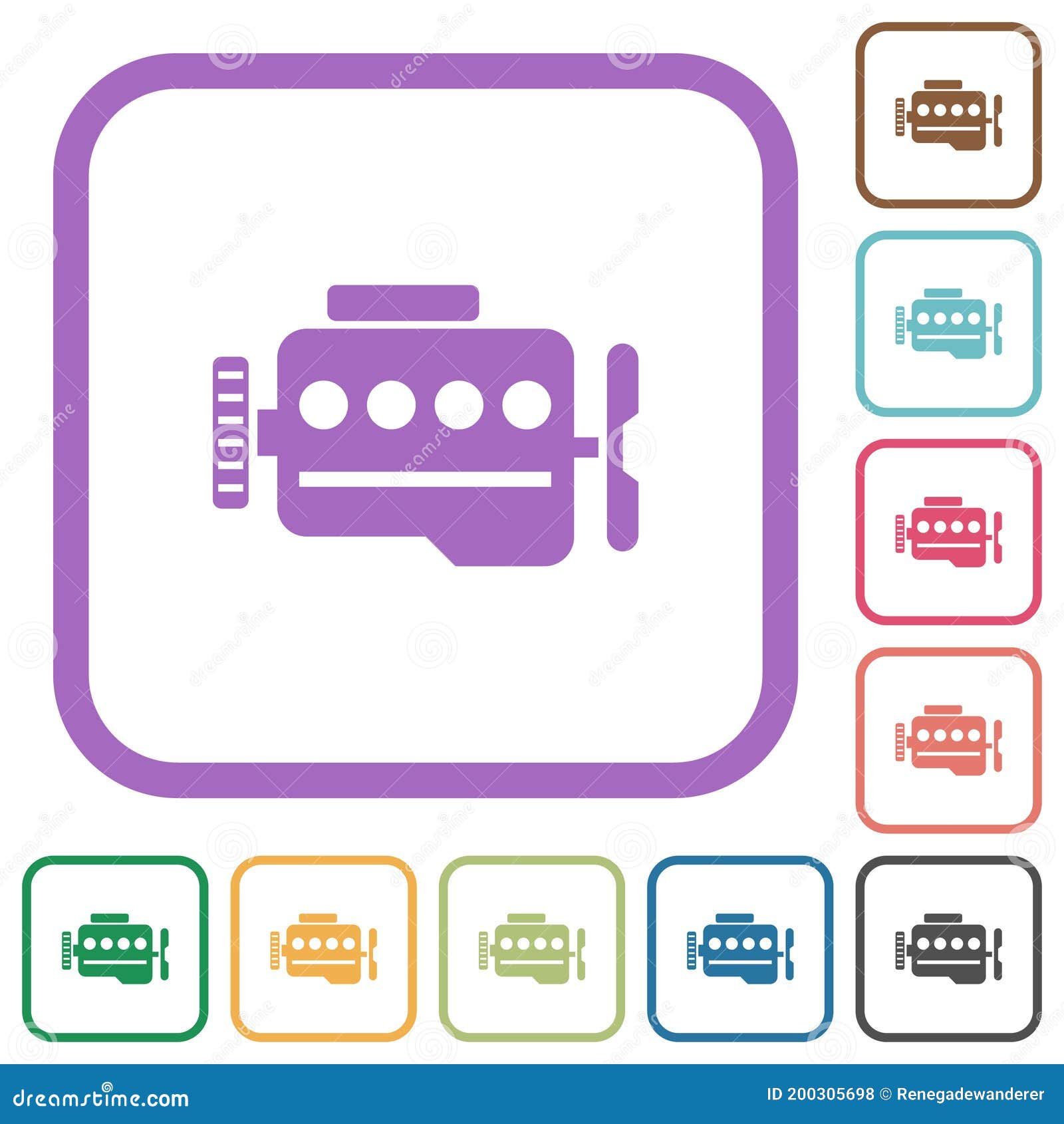 Engine symbol simple icons stock vector. Illustration of squares ...