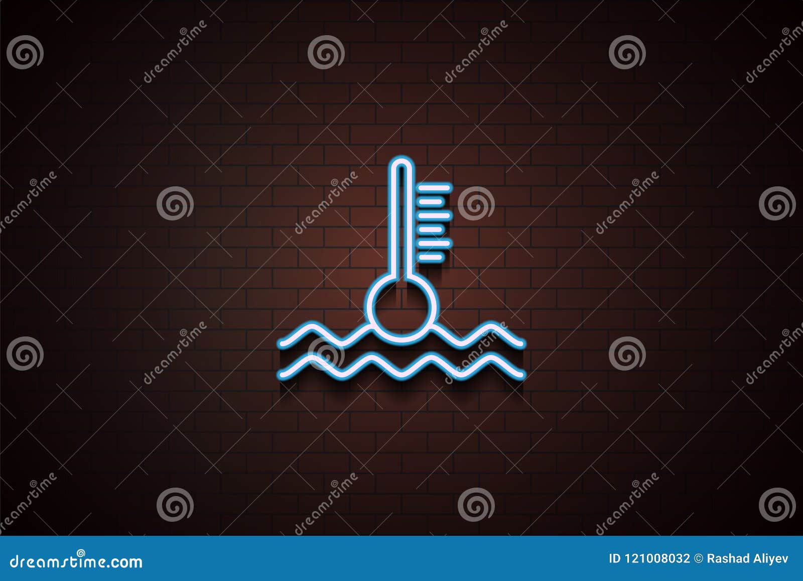 Engine Temperature Icon in Neon Style on Brick Wall Stock Illustration ...