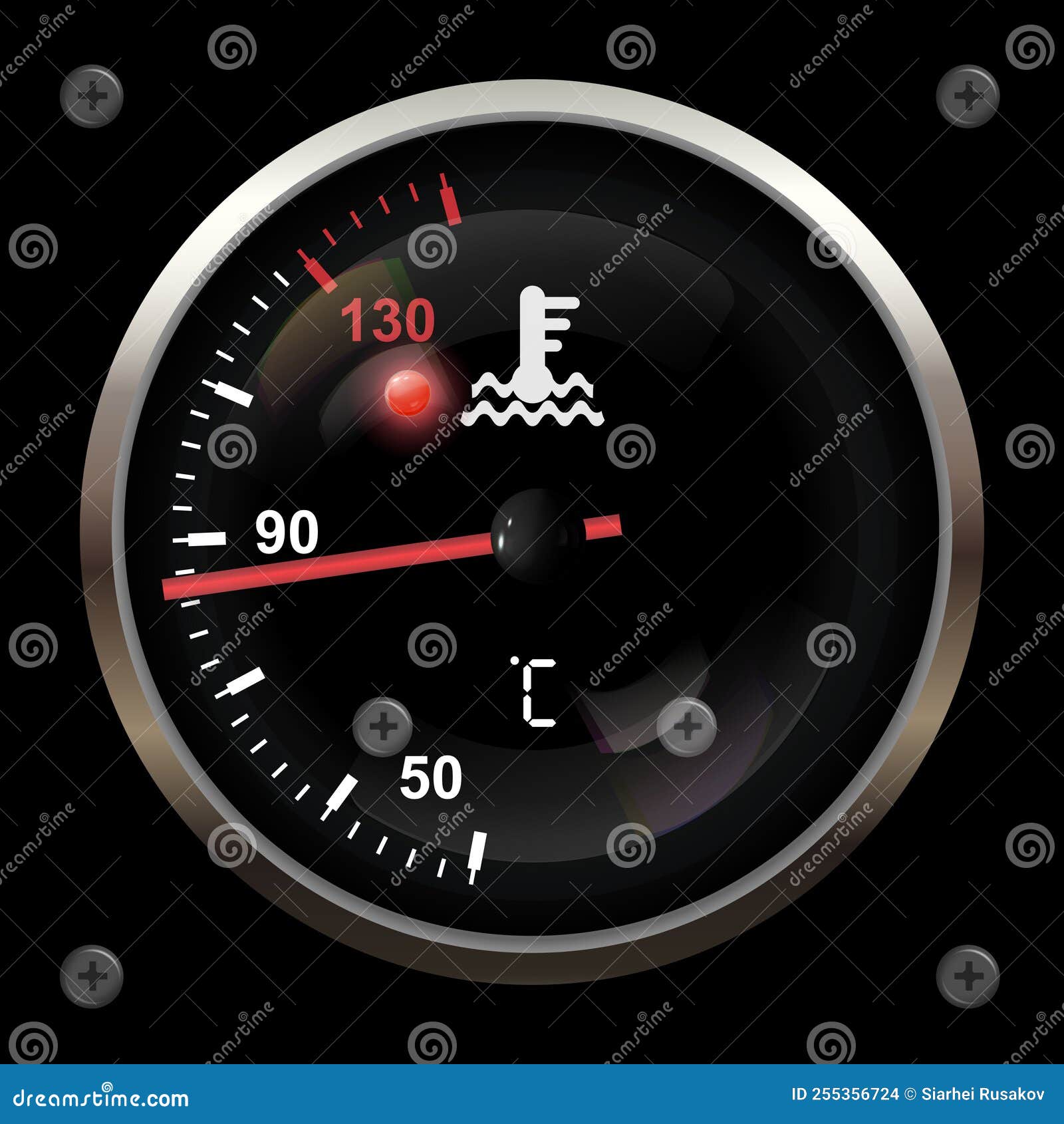 Engine Temperature on an Isolated Black Background. Car Temperature ...