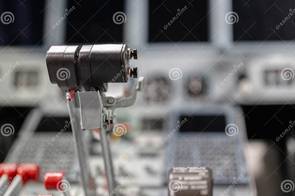Engine Thrust Levers. Modern Jet Aircraft, Cockpit Stock Image - Image ...