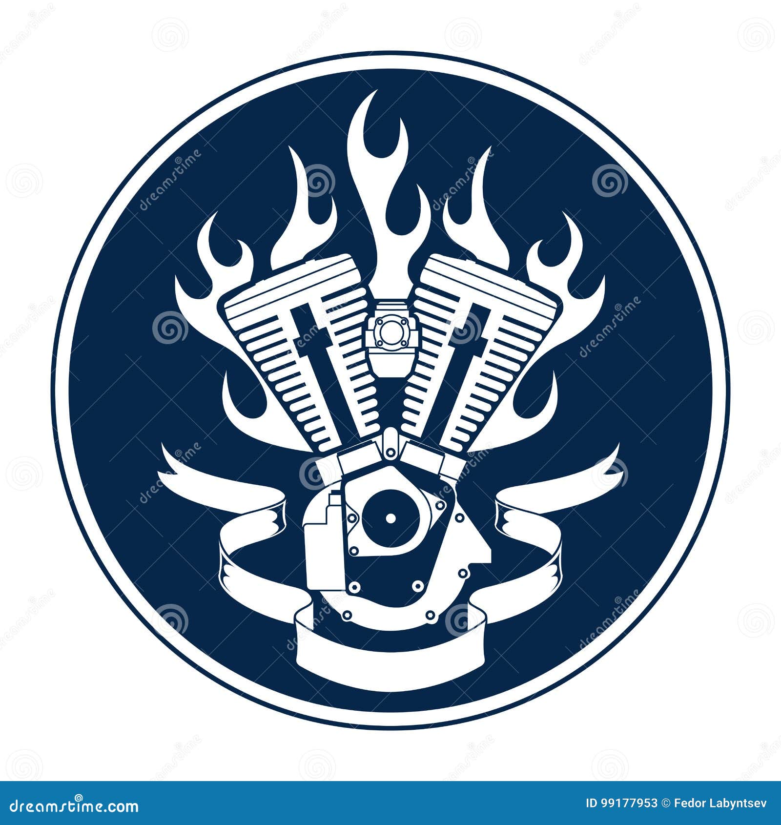 Engine in Tongues of Flame a Motorsport Symbol. Stock Vector ...