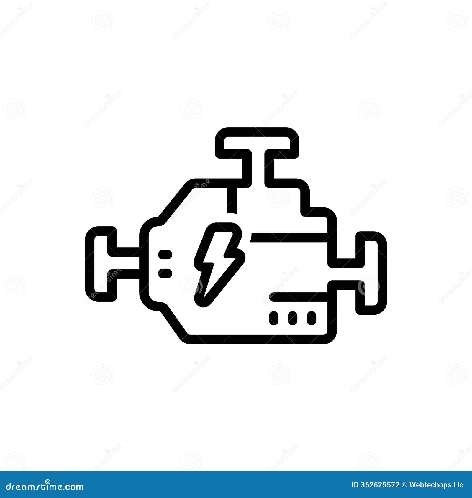 Black Line Icon for Engine Turn Up, Engine and Power Stock Illustration ...
