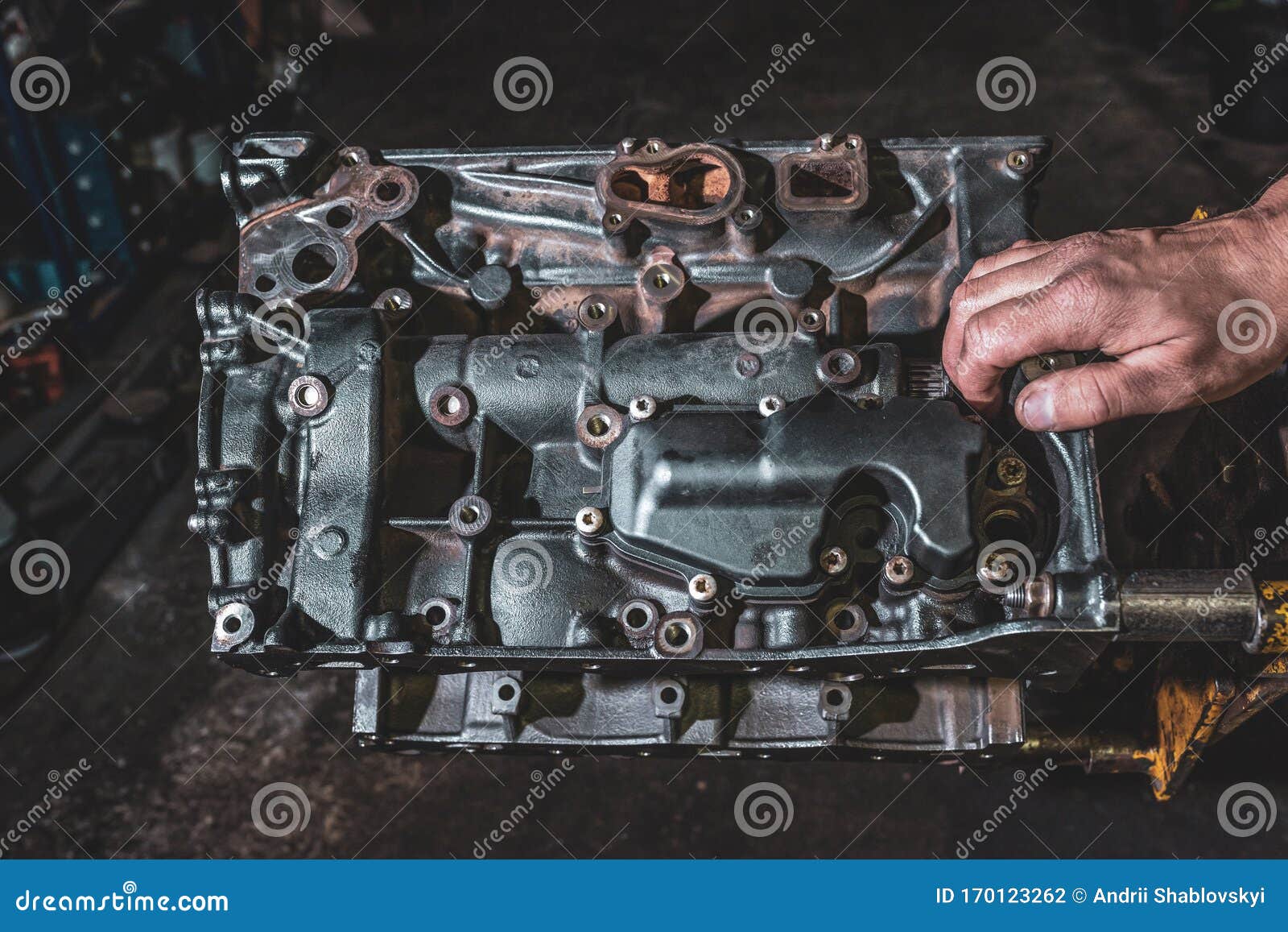Engine Under Repair in the Garage. Repair Service Stock Photo - Image ...