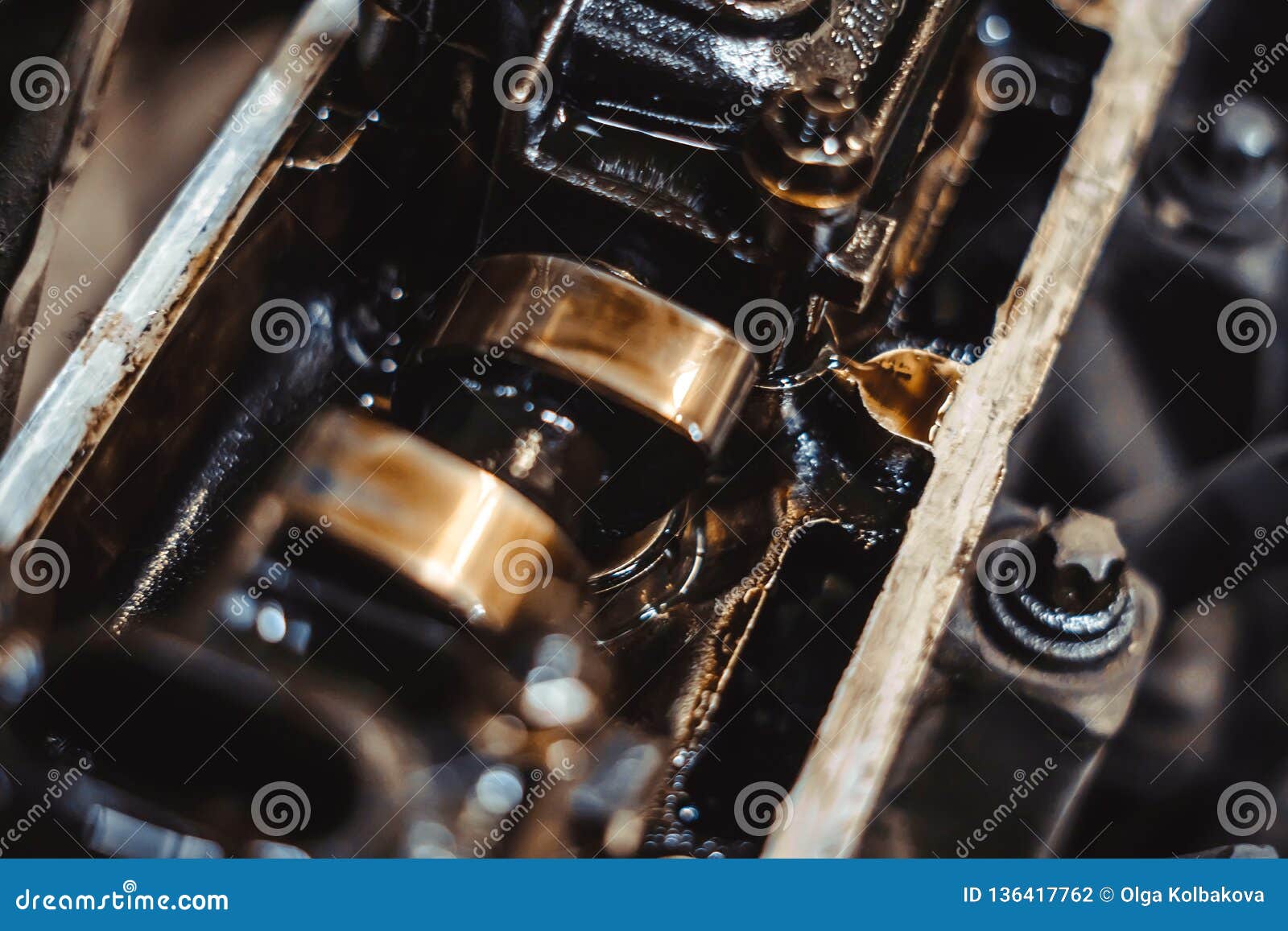 Engine valve in oil stock photo. Image of cylinder, diesel - 136417762