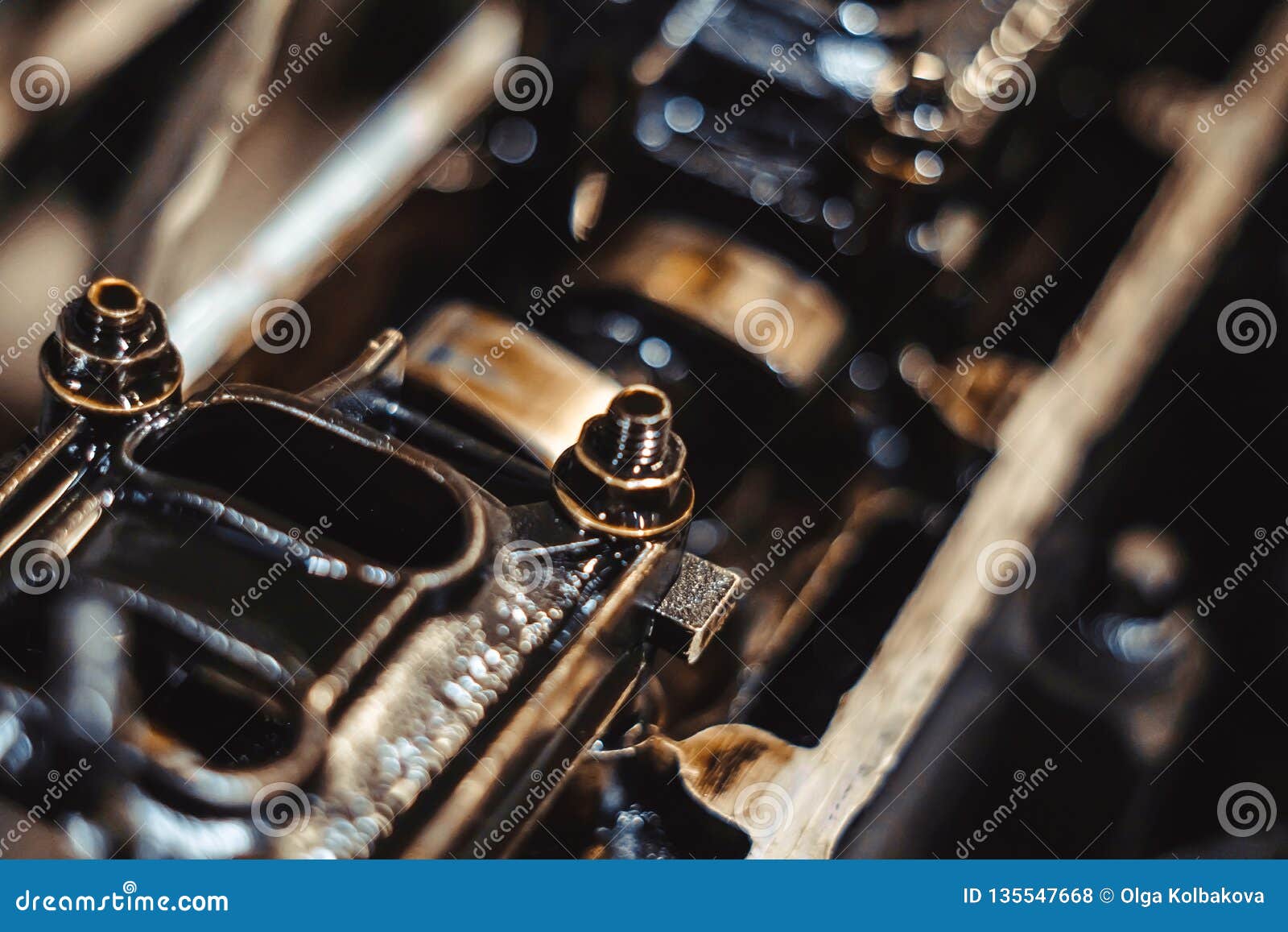 Engine valve in oil stock photo. Image of detail, isolated - 135547668