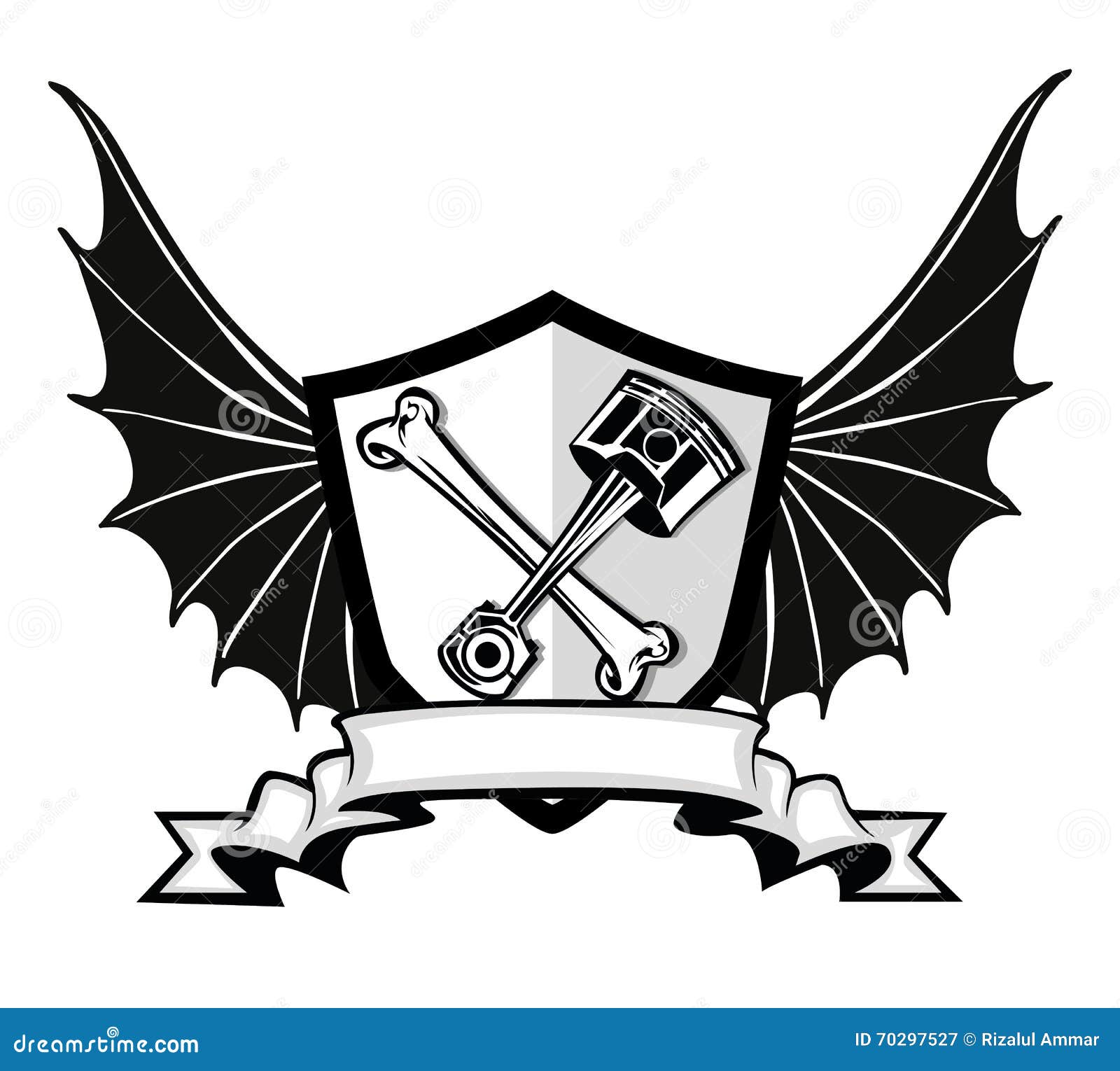 Engine wings shield stock vector. Illustration of biker - 70297527