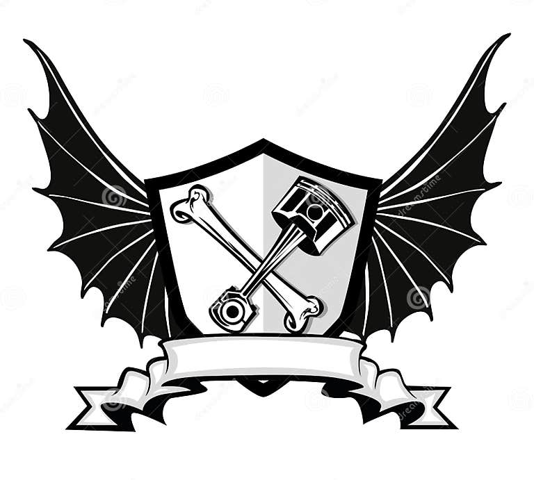 Engine wings shield stock vector. Illustration of biker - 70297527