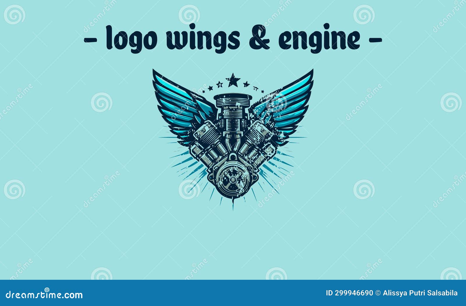 Engine with Wings Vector Illustration Flat Design Stock Illustration ...