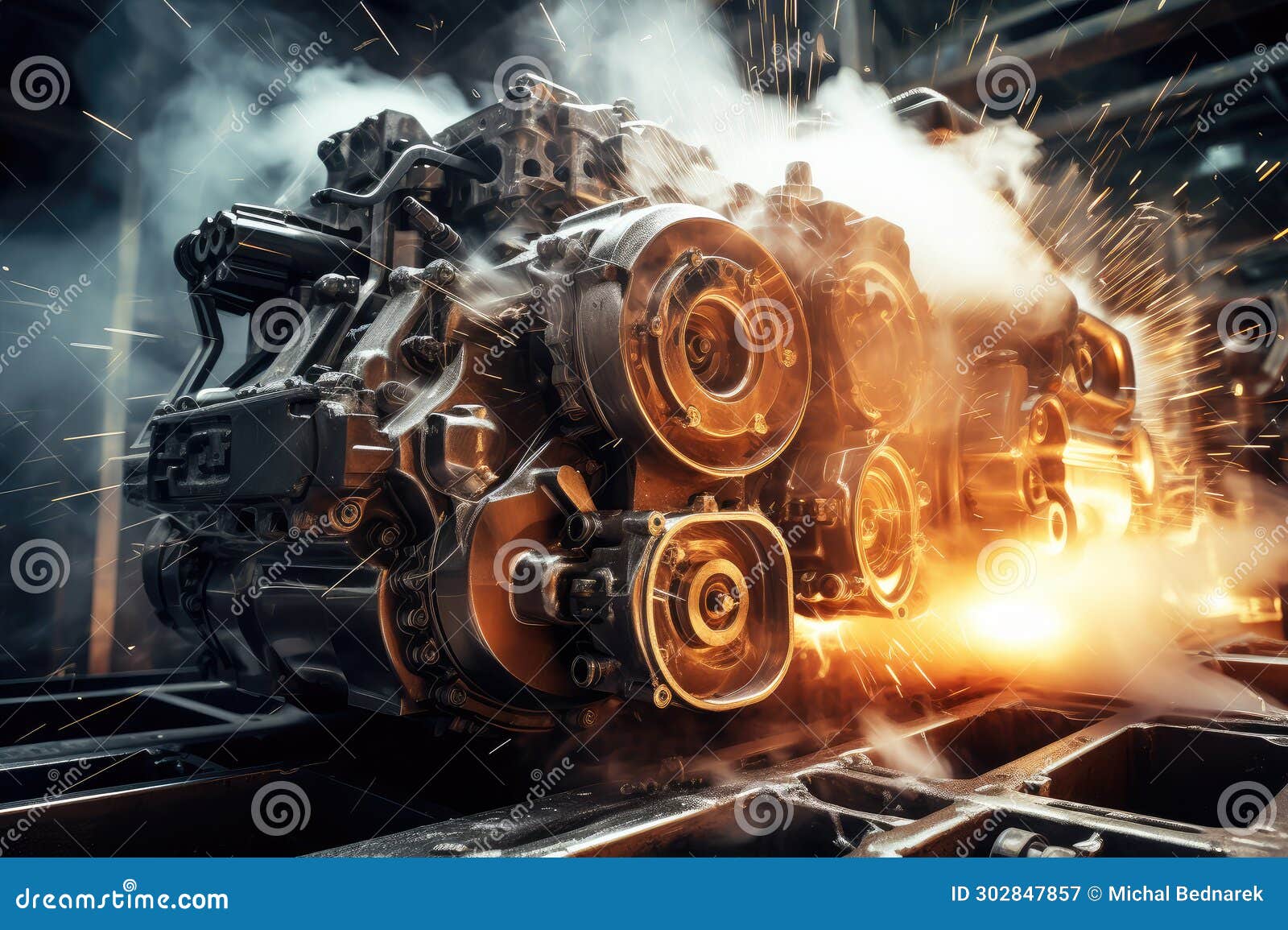 Engine Working at the Factory. Industrial Stock Illustration ...