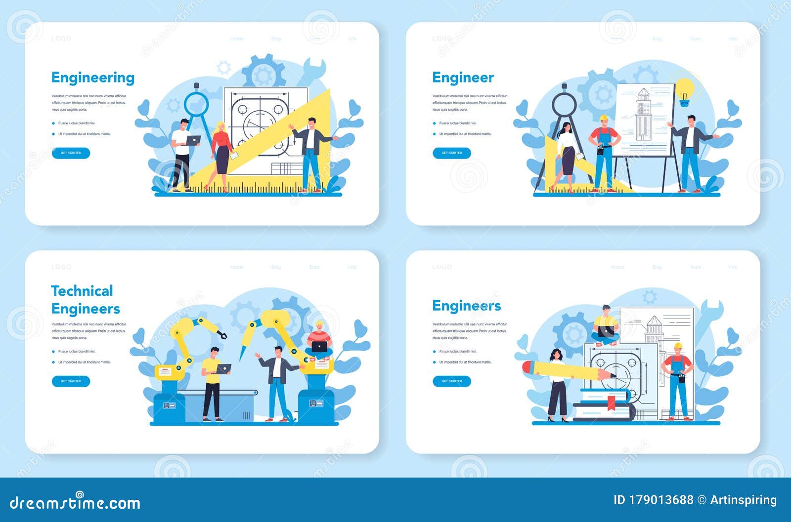 Engineeering Web Banner or Landing Page Set. Technology and Science ...