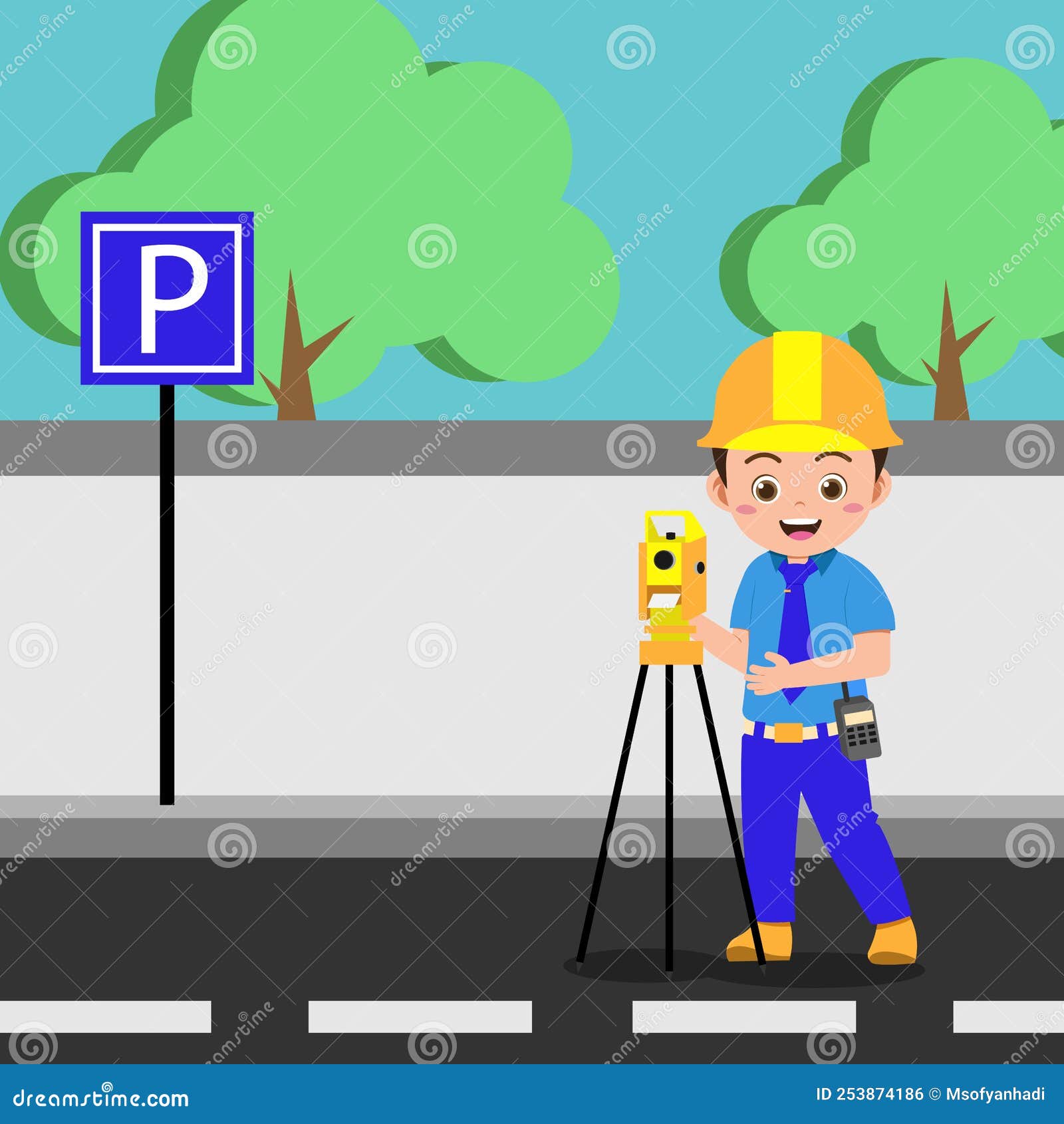 Cute Boy Working As Engineer Stock Vector - Illustration of occupation ...