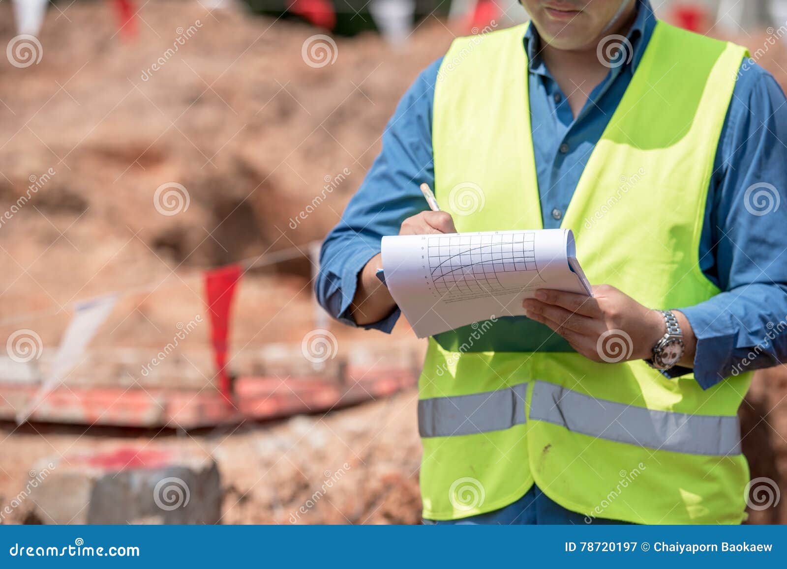 Engineer in the Act of Note Record for Inspect the Construction Site ...