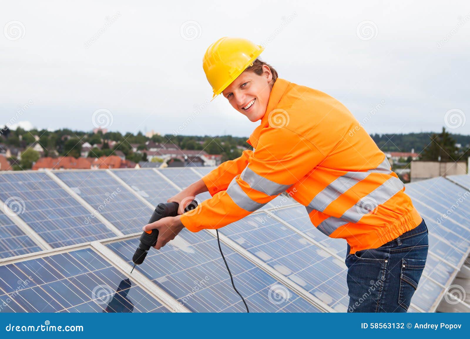 Engineer Adjusting Solar Panels Stock Photo - Image of future ...