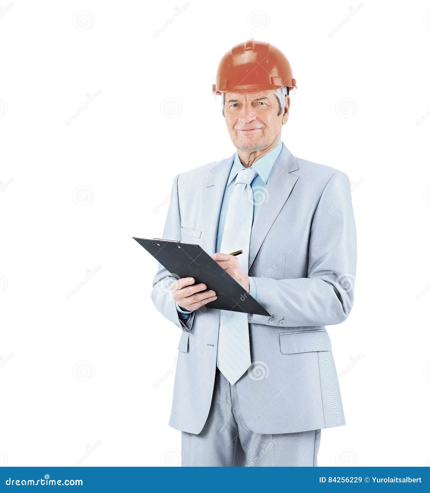 Engineer of Age, with a Plan Reports. Isolated on White Stock Image ...