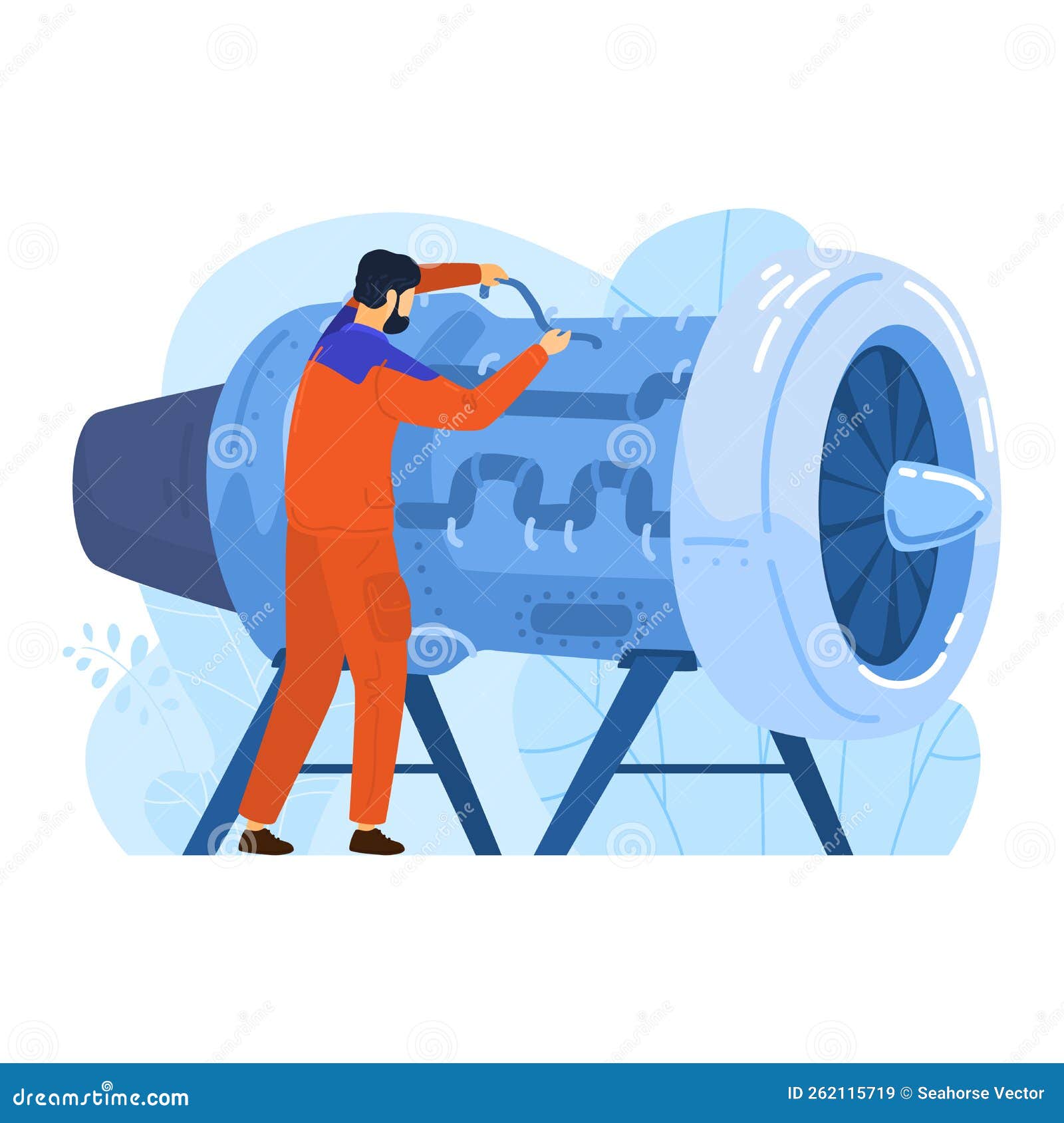 Engineer Aircraft Engine Builder, Male Character Engineering Work ...