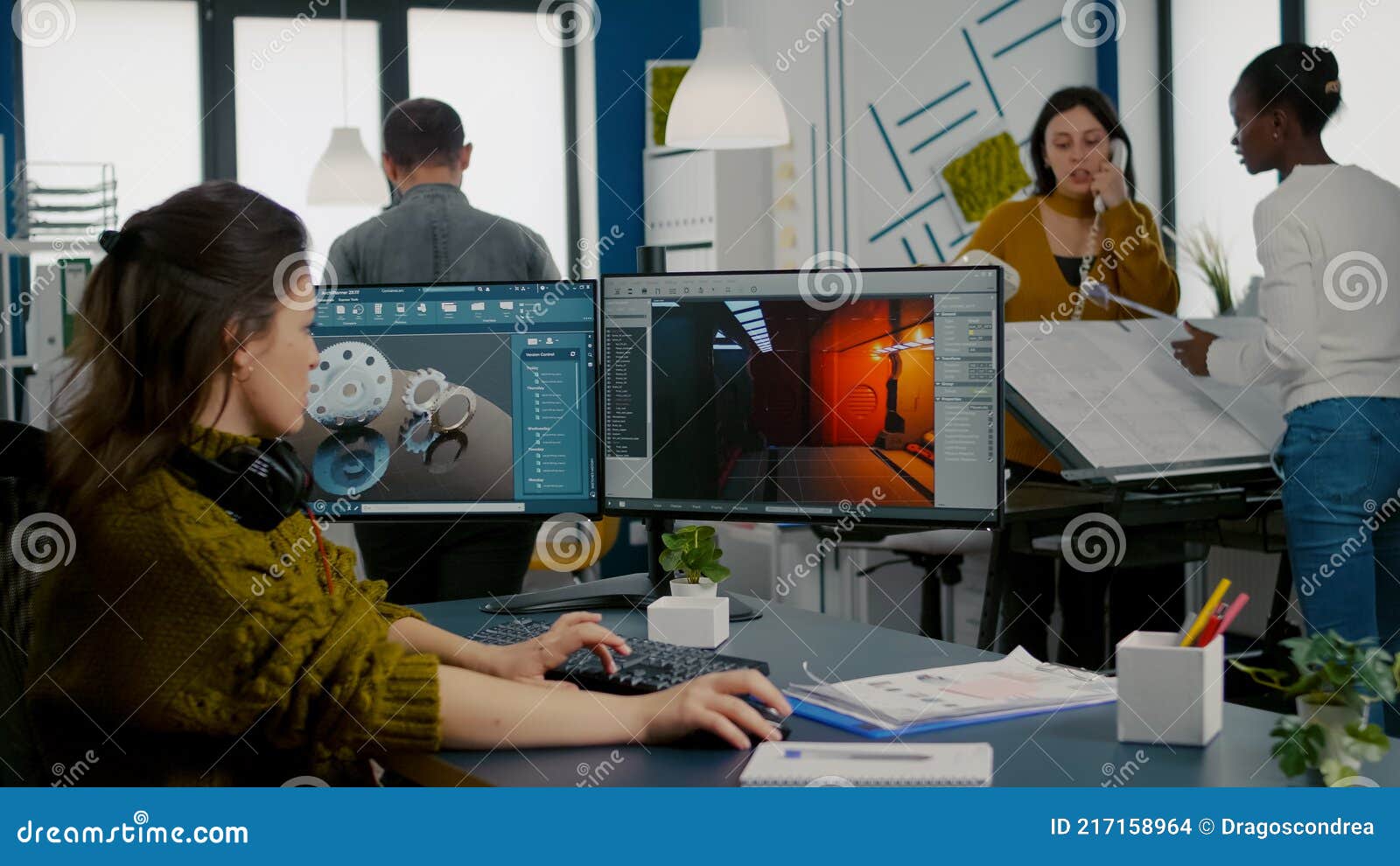 Engineer Analysing Cad Software To Develop Video Game Stock Photo ...