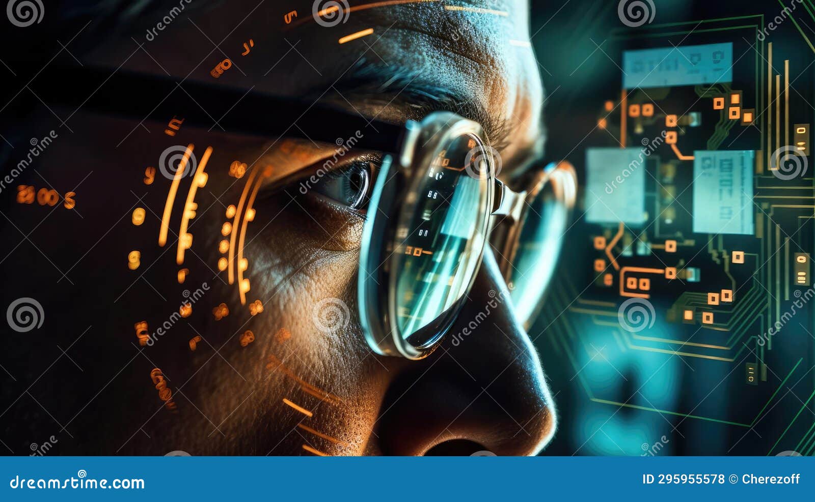 Engineer Analyst Analyzes Information Stock Photo - Image of interface ...