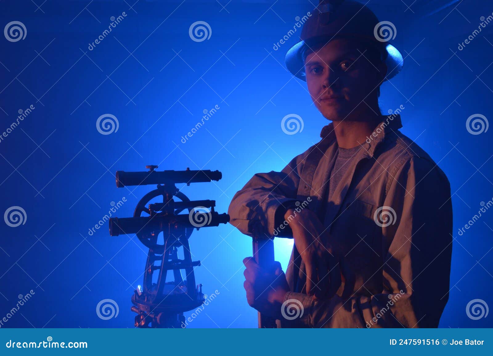 Engineer with Antique Surveying Transit Stock Photo - Image of boss ...