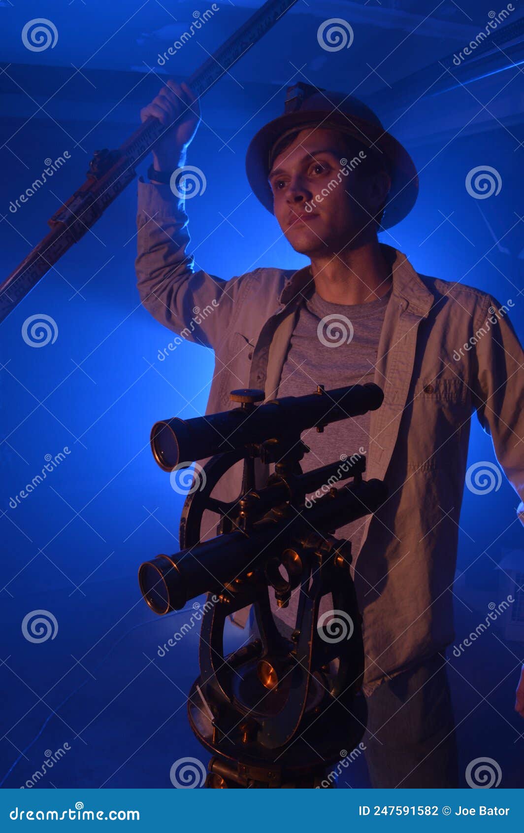 Engineer with Antique Surveying Transit Stock Photo - Image of builder ...