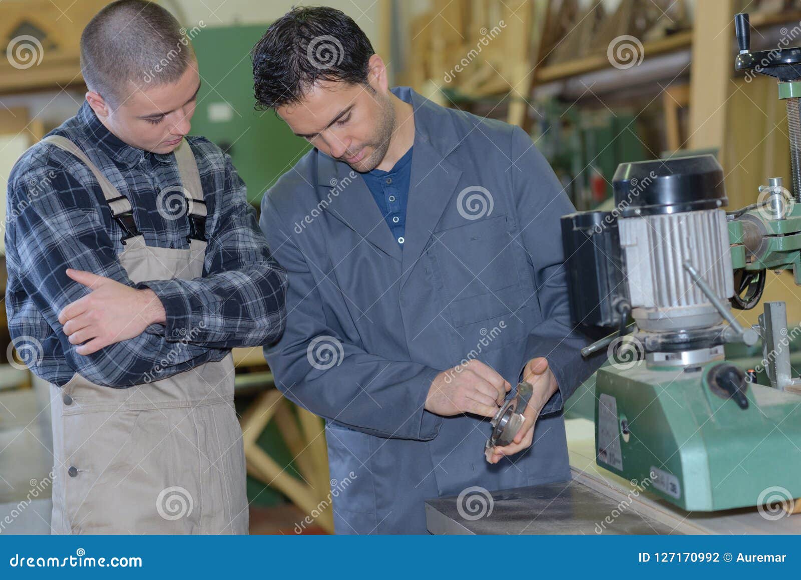 Engineer and Apprentice Planning Cnc Machinery Project Stock Photo ...
