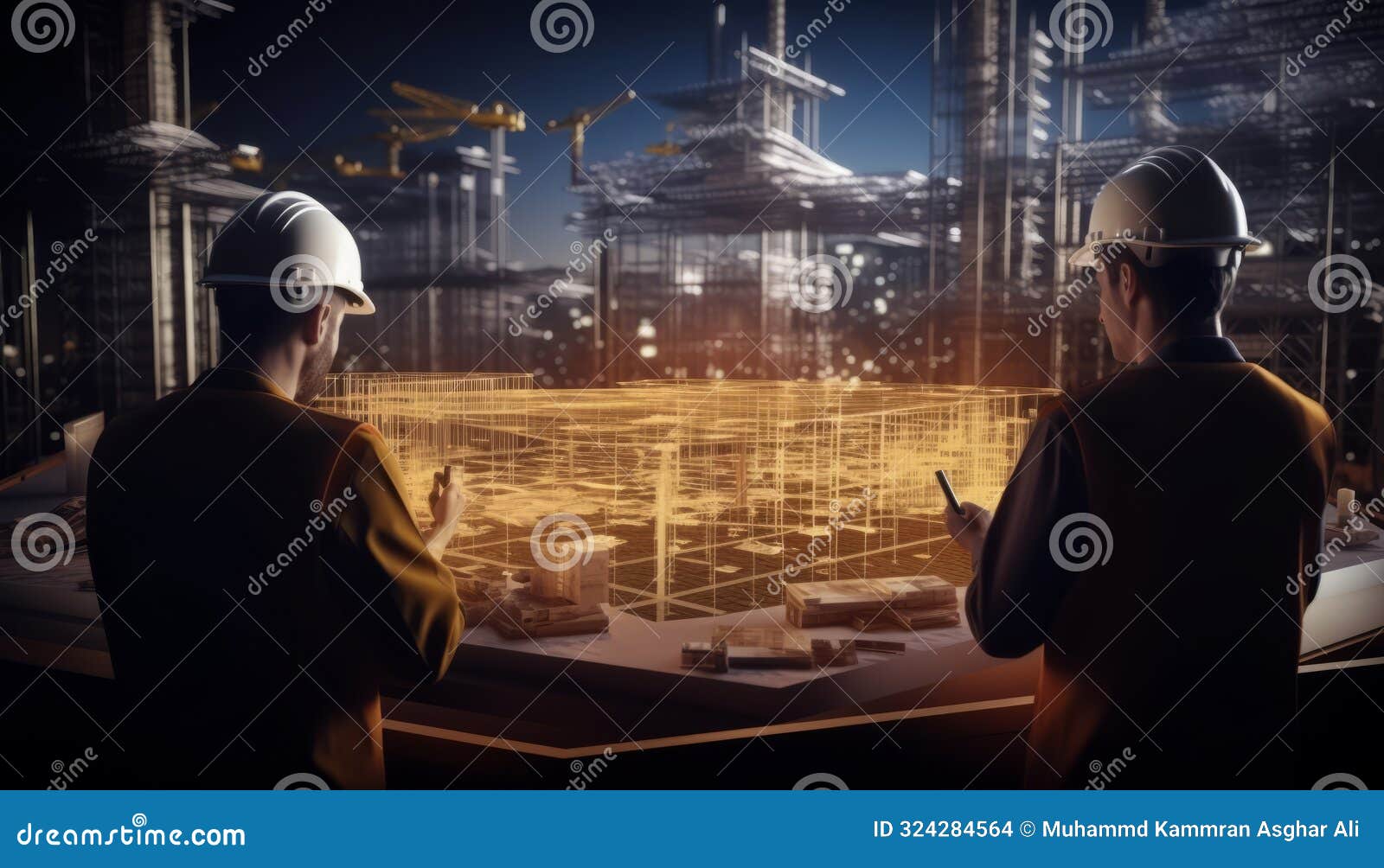 Engineer and Architect Analyzing of Under Construction Project with ...